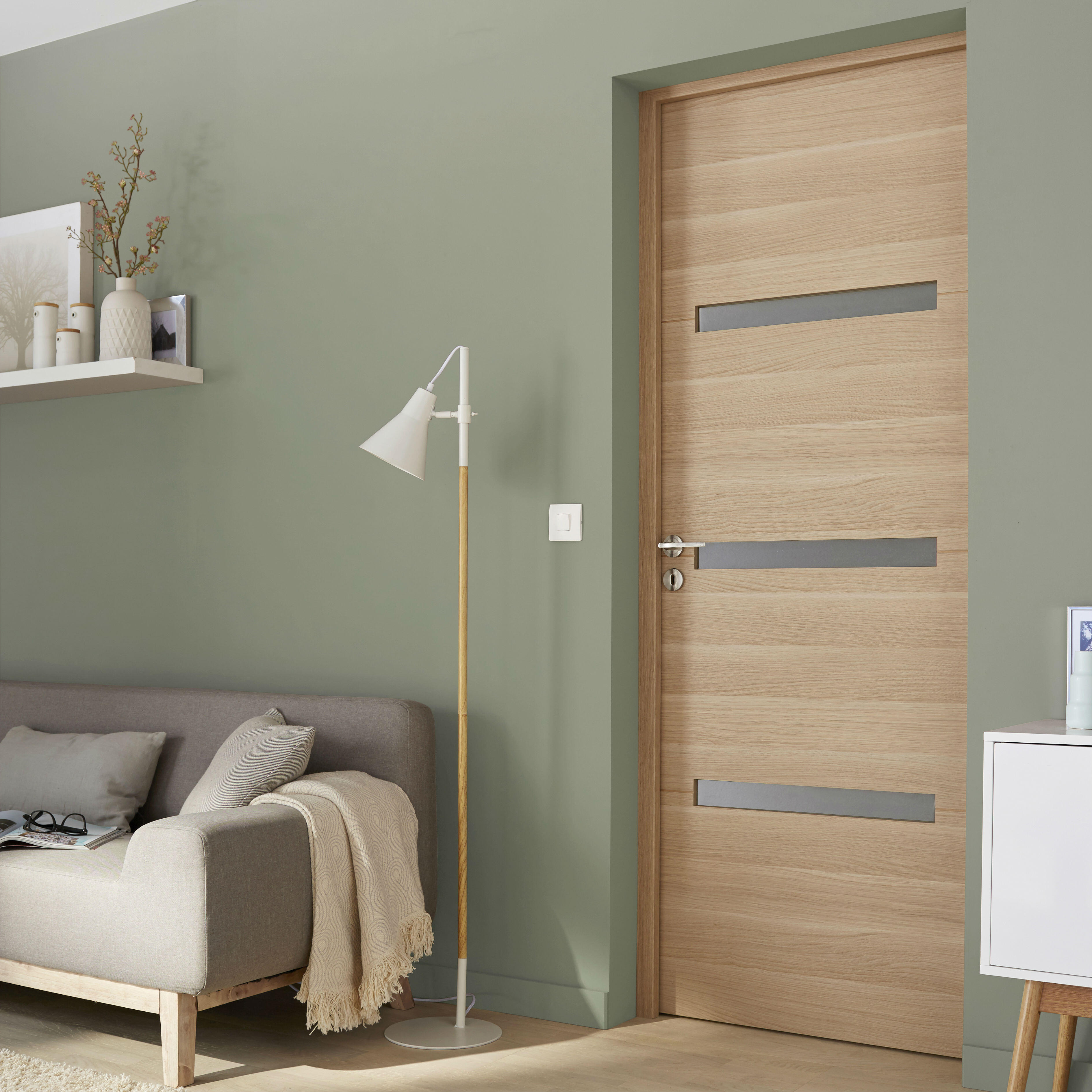 Bloc-porte MDF vitré Madrid 2 H.204 x l.83 cm, poussant droit | Leroy ...