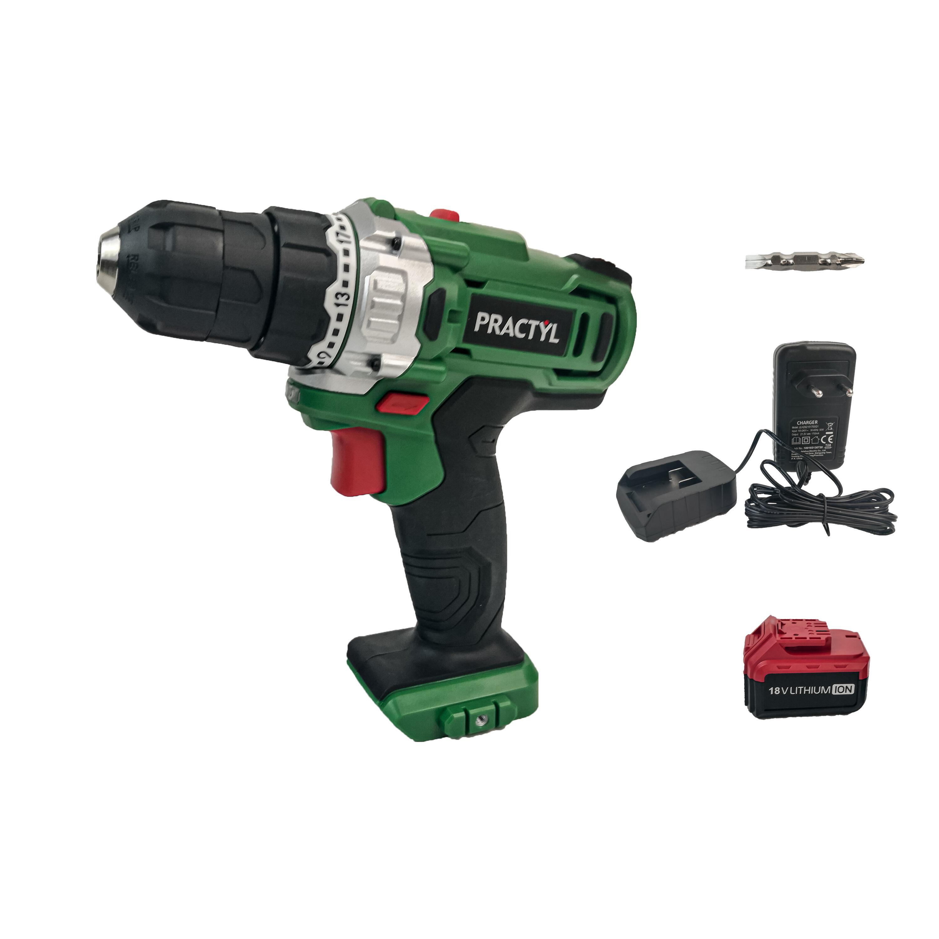 Perceuse sans fil PRACTYL 18 V 2 Ah, 1 batterie 18VSD1-28.1A | Leroy Merlin