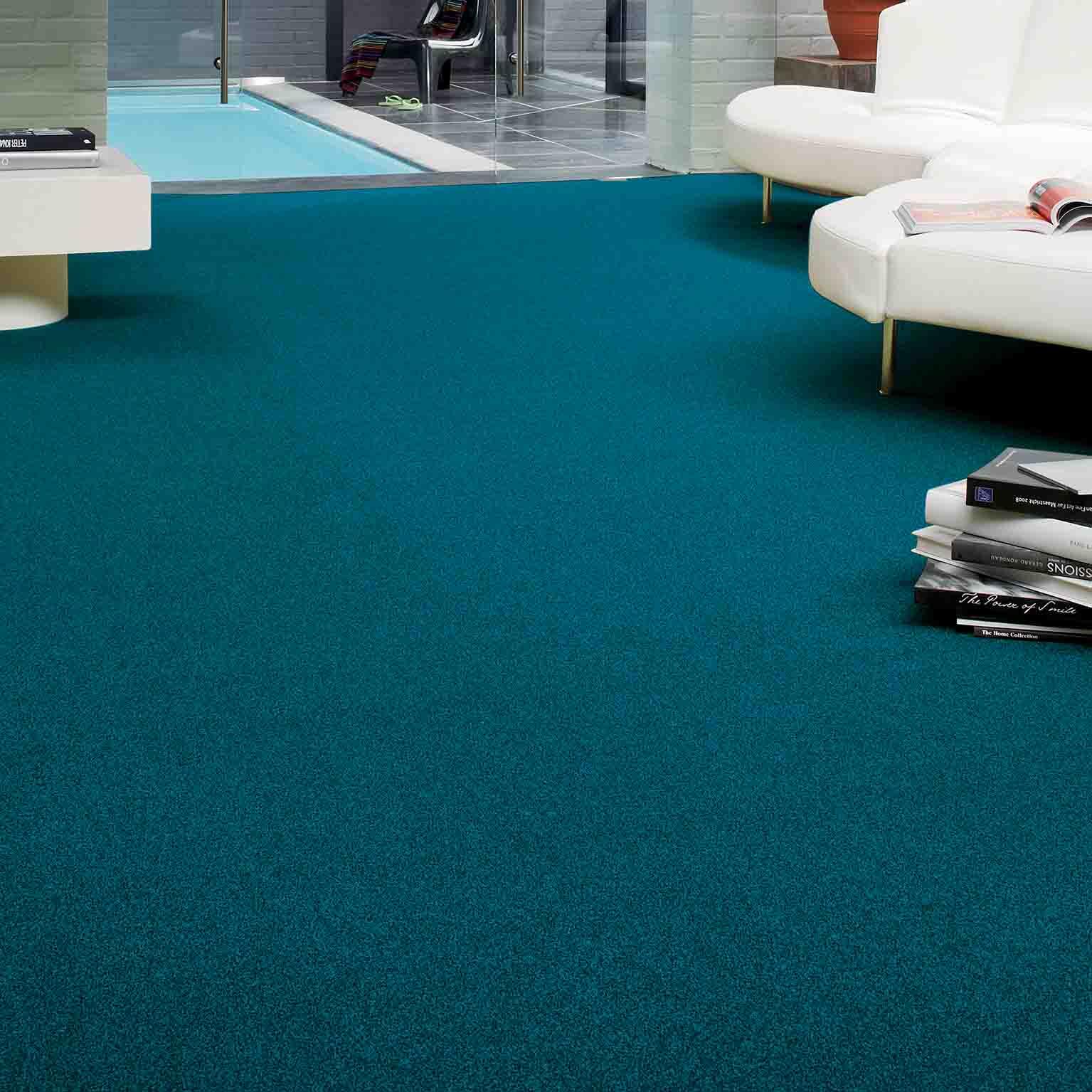 Moquette shaggy uni turquoise, Scenario 285 amazone, rouleau l.4 m ...