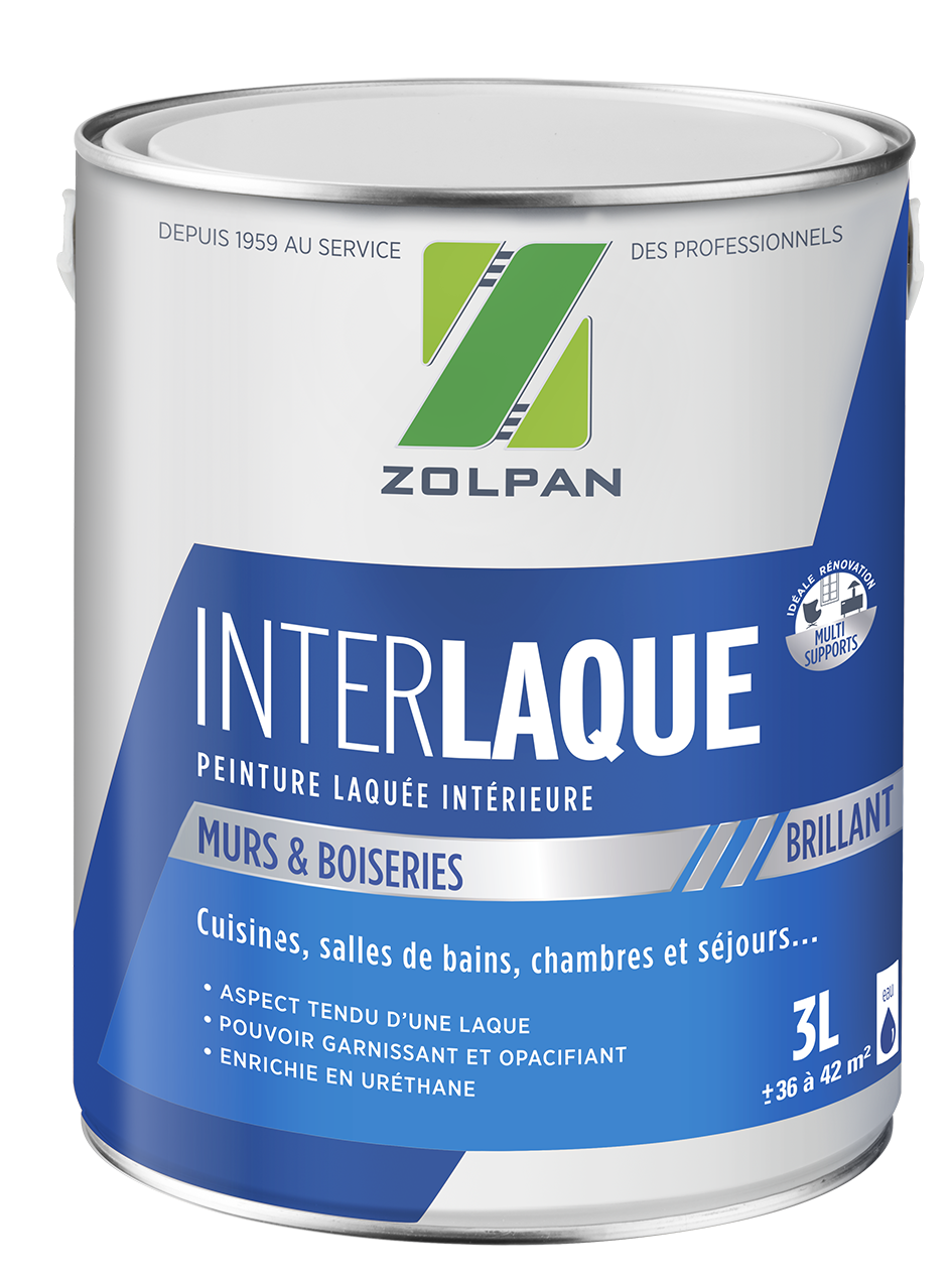 Peinture mur, plafond blanc brillant ZOLPAN Inter laque 3L | Leroy Merlin