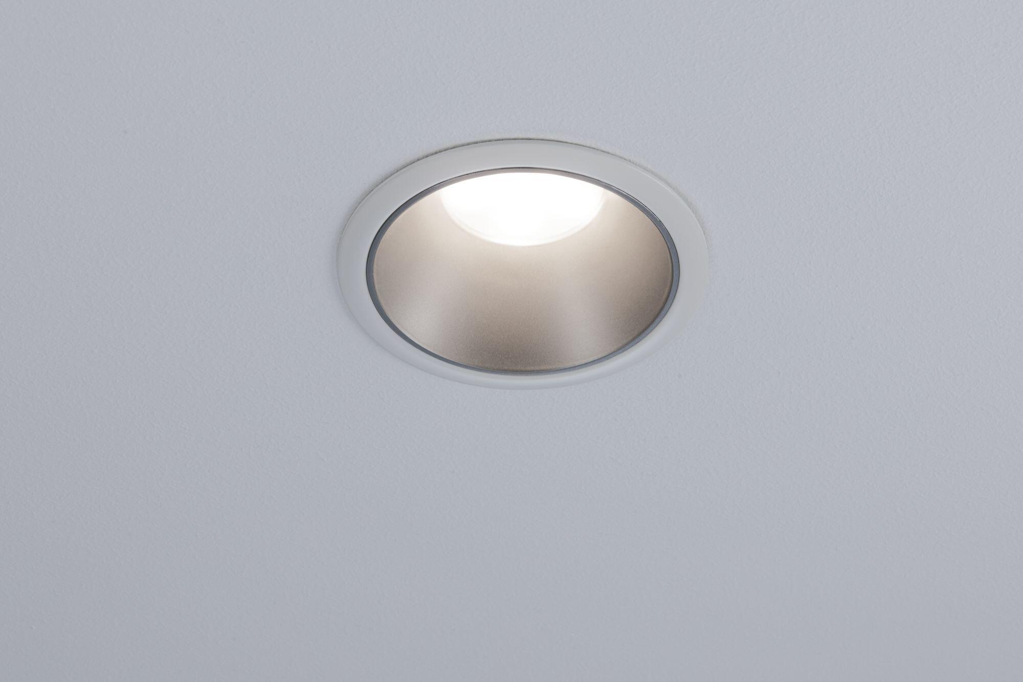 Spot à encastrer Cole led intégrée, 2700K PAULMANN rond blanc/argent ...
