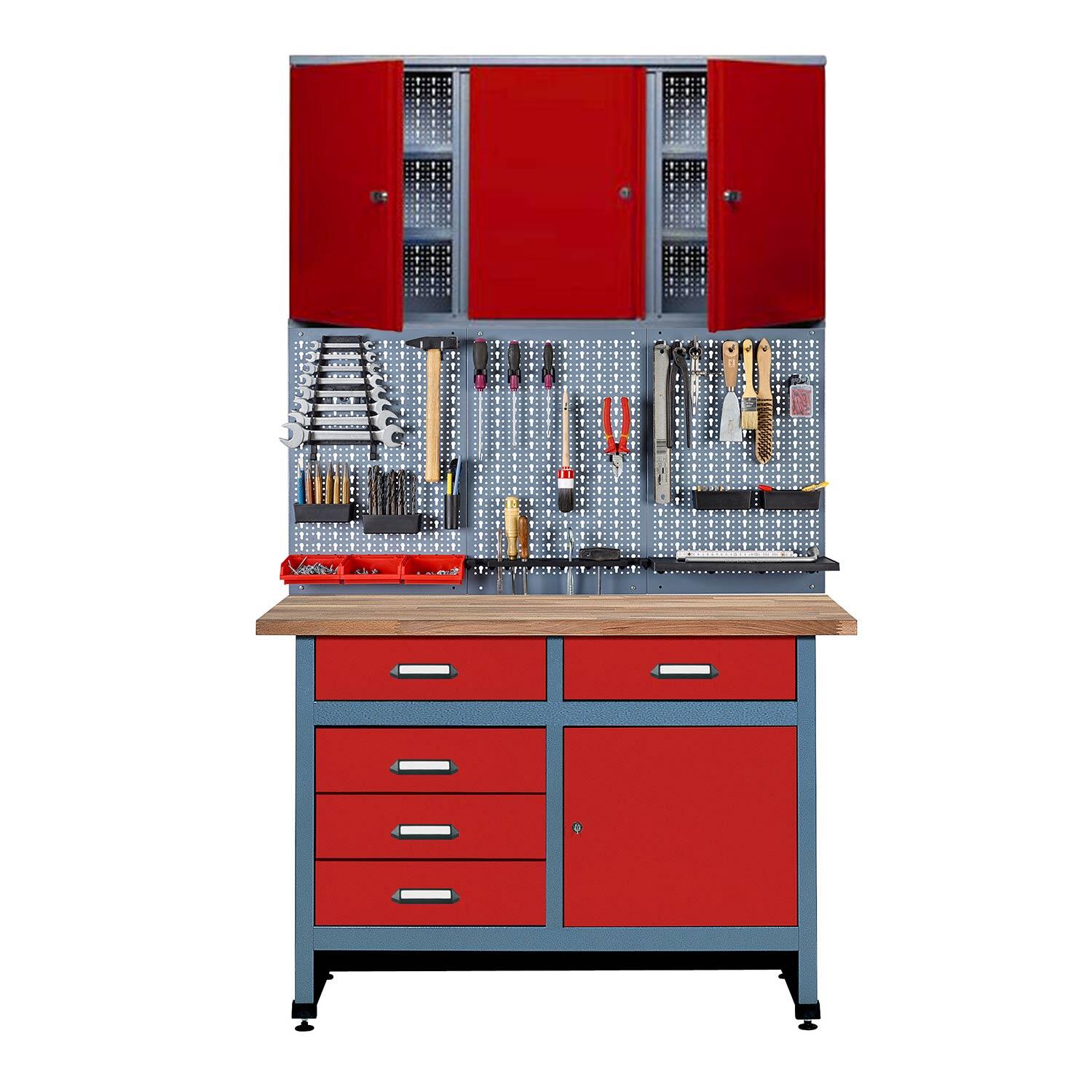 Ensemble etabli, râtelier et armoire rouge, 1.2 m KUPPER | Leroy Merlin