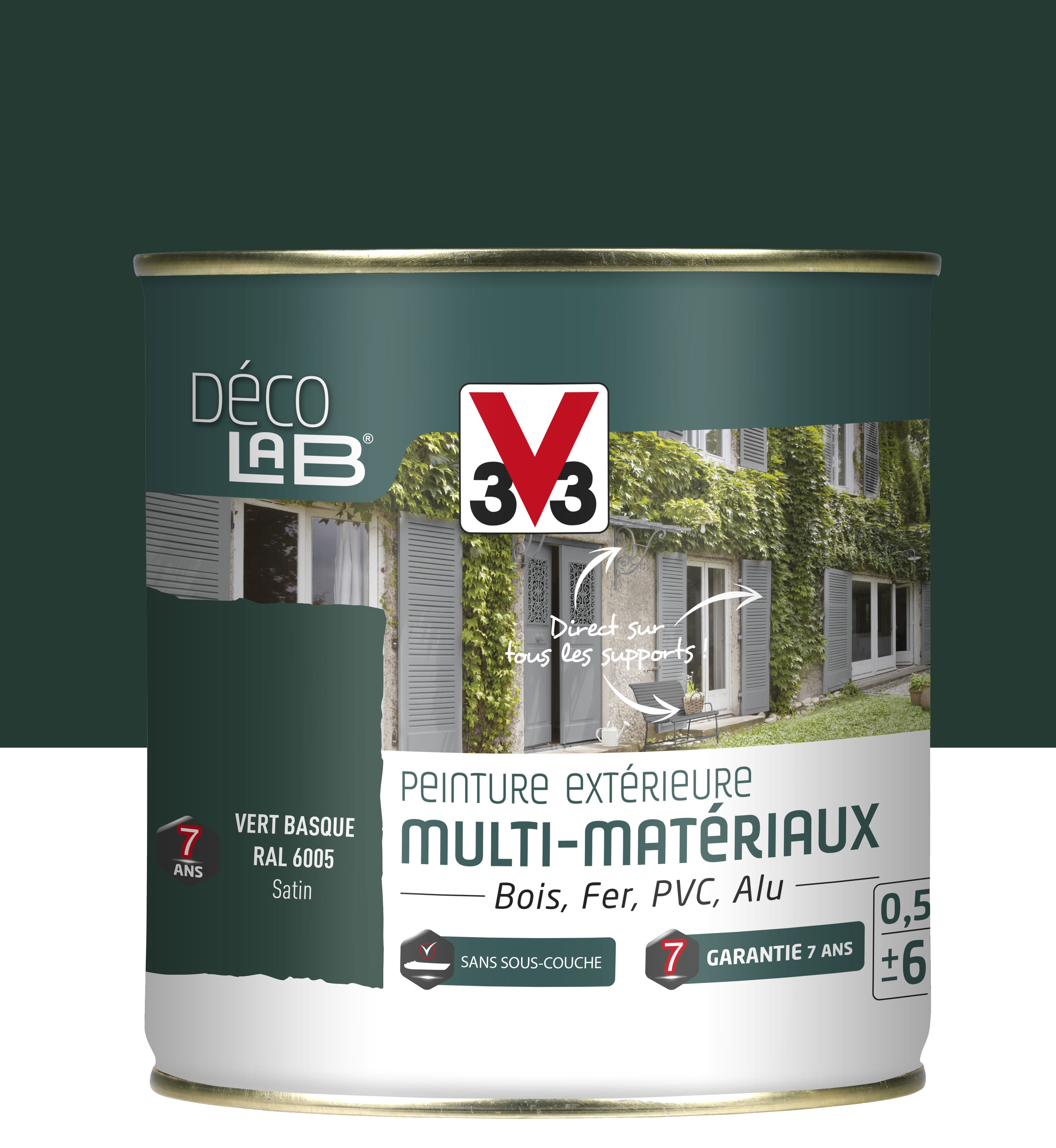 Peinture multimatériaux extérieure Décolab® V33 vert basque satiné 0.5 ...