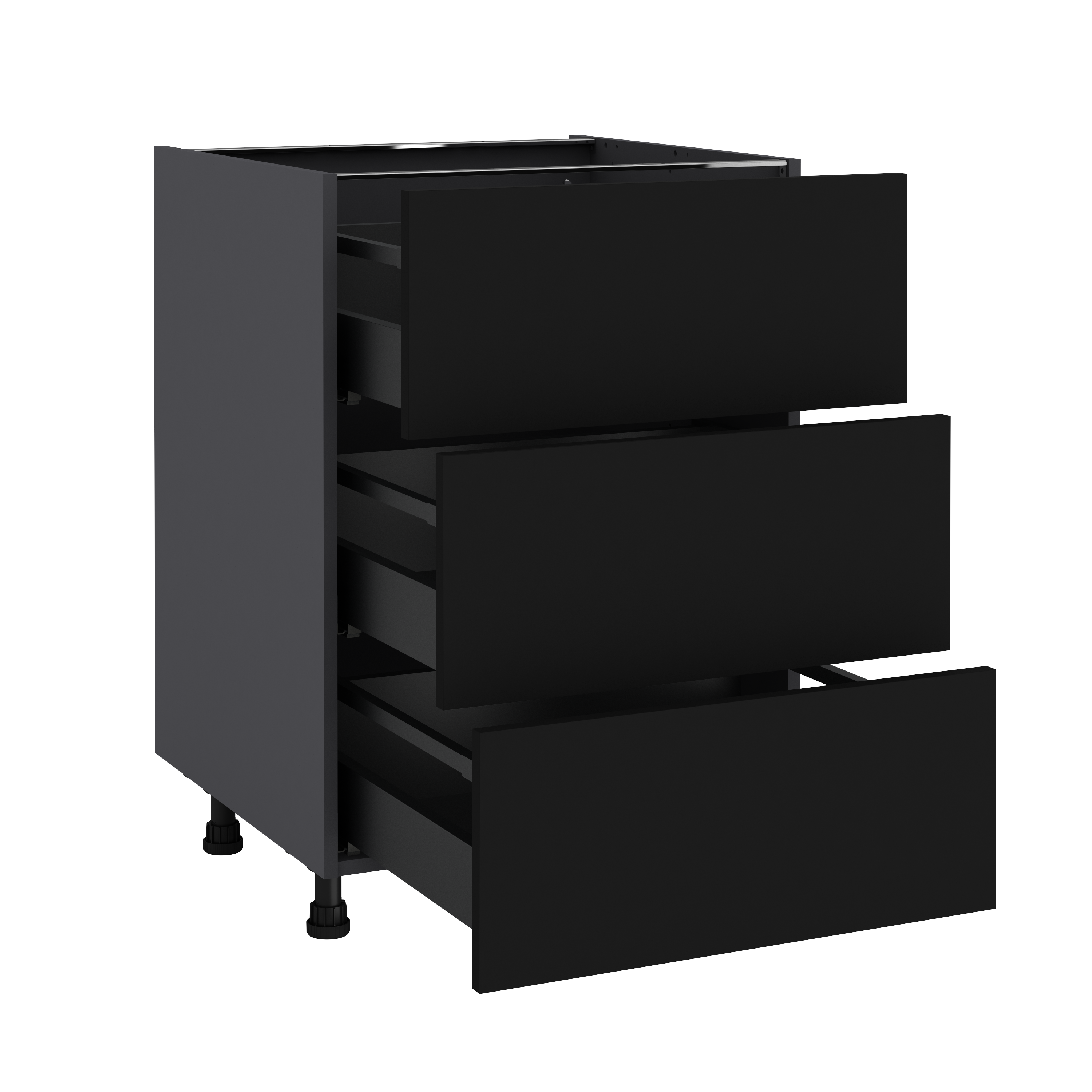 Meuble bas de cuisine Vienne noir 3 tiroirs H86.8 x l60 | Leroy Merlin