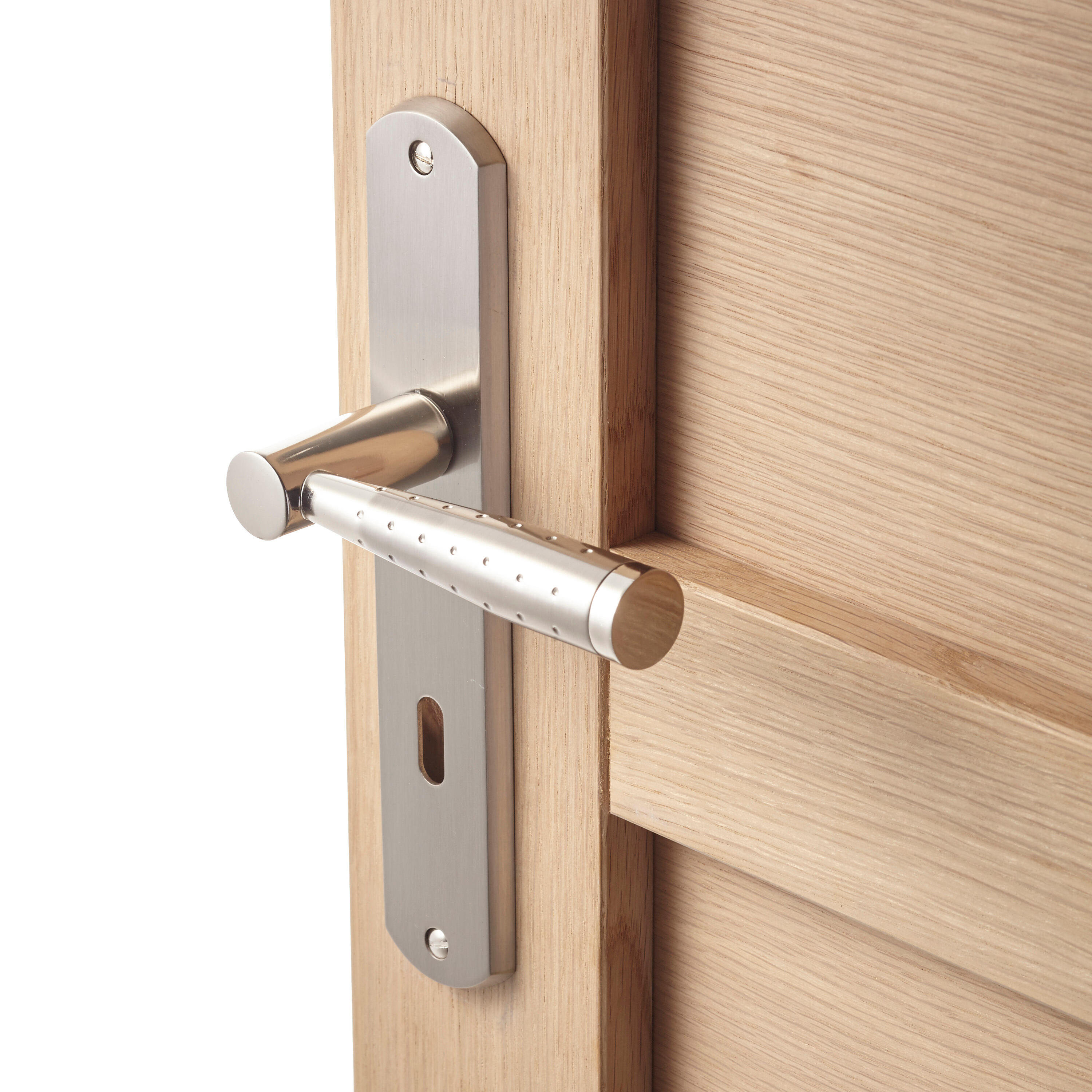 2 poignées sur plaque à clé Nine zinc nickel brillant, entraxe 195 mm ...