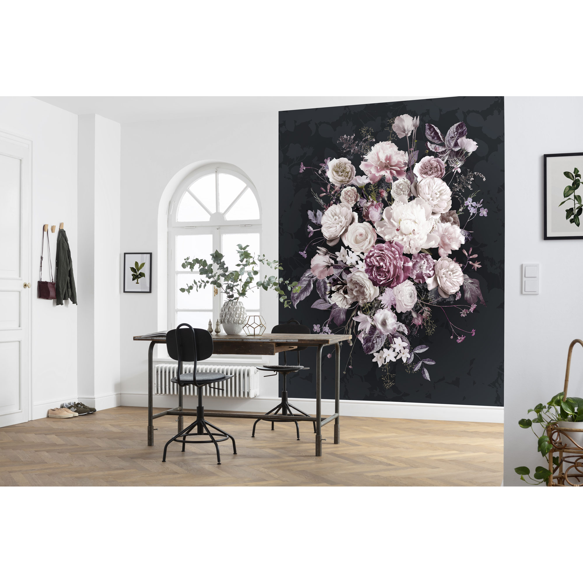 Papier peint panoramique Bouquet Noir noir l.200 x H.250 cm | Leroy Merlin