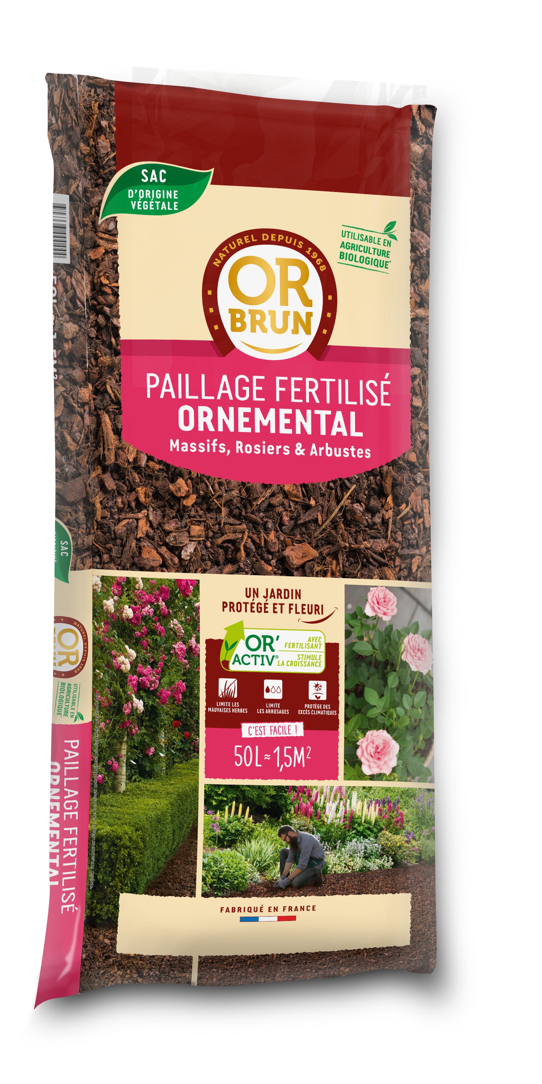 Paillage fertilisé ornemental OR BRUN, 50 l | Leroy Merlin