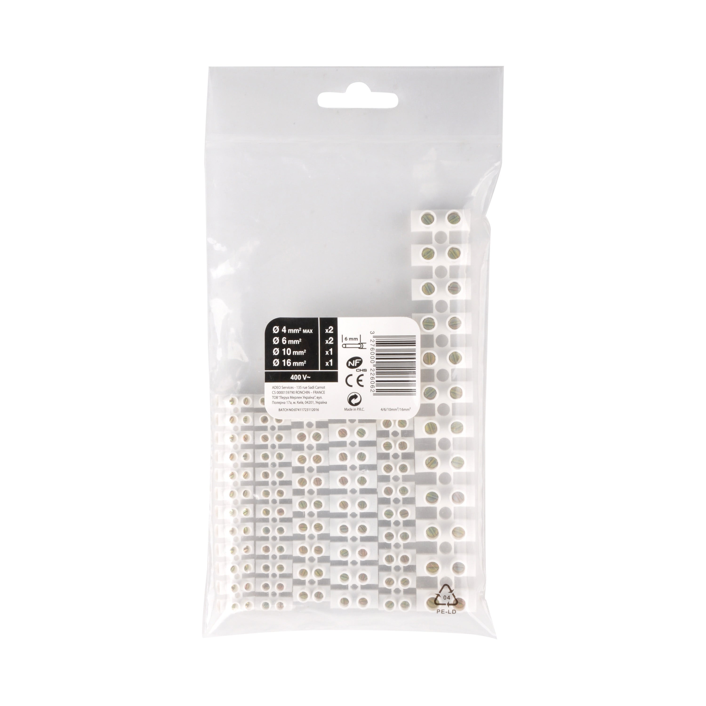 Assortiment de 6 barrettes de dominos électriques, 2.5 à 16 mm² rigide ...