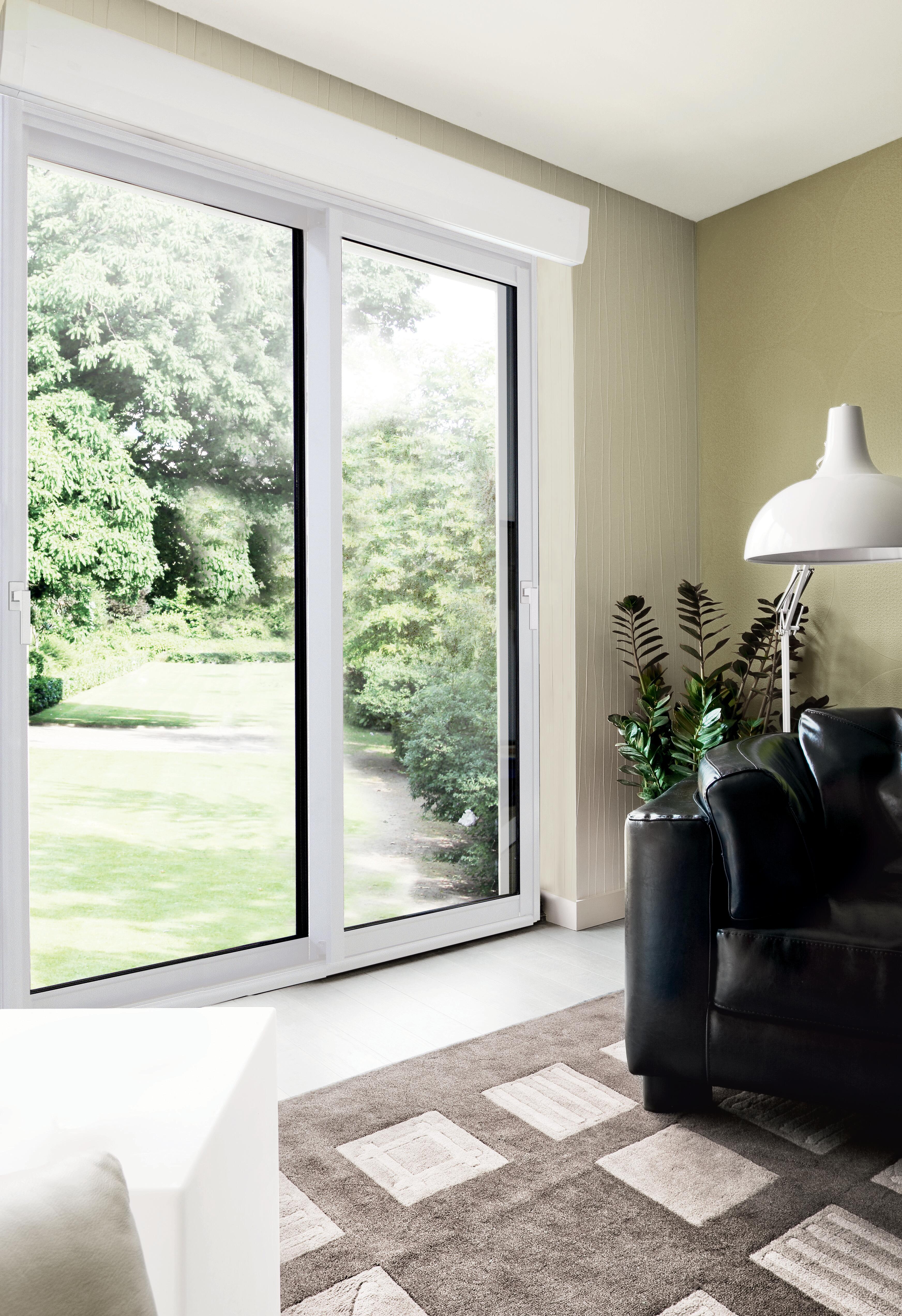 Baie vitrée coulissante alu avec volet roulant 215x210 blanc Premium ...