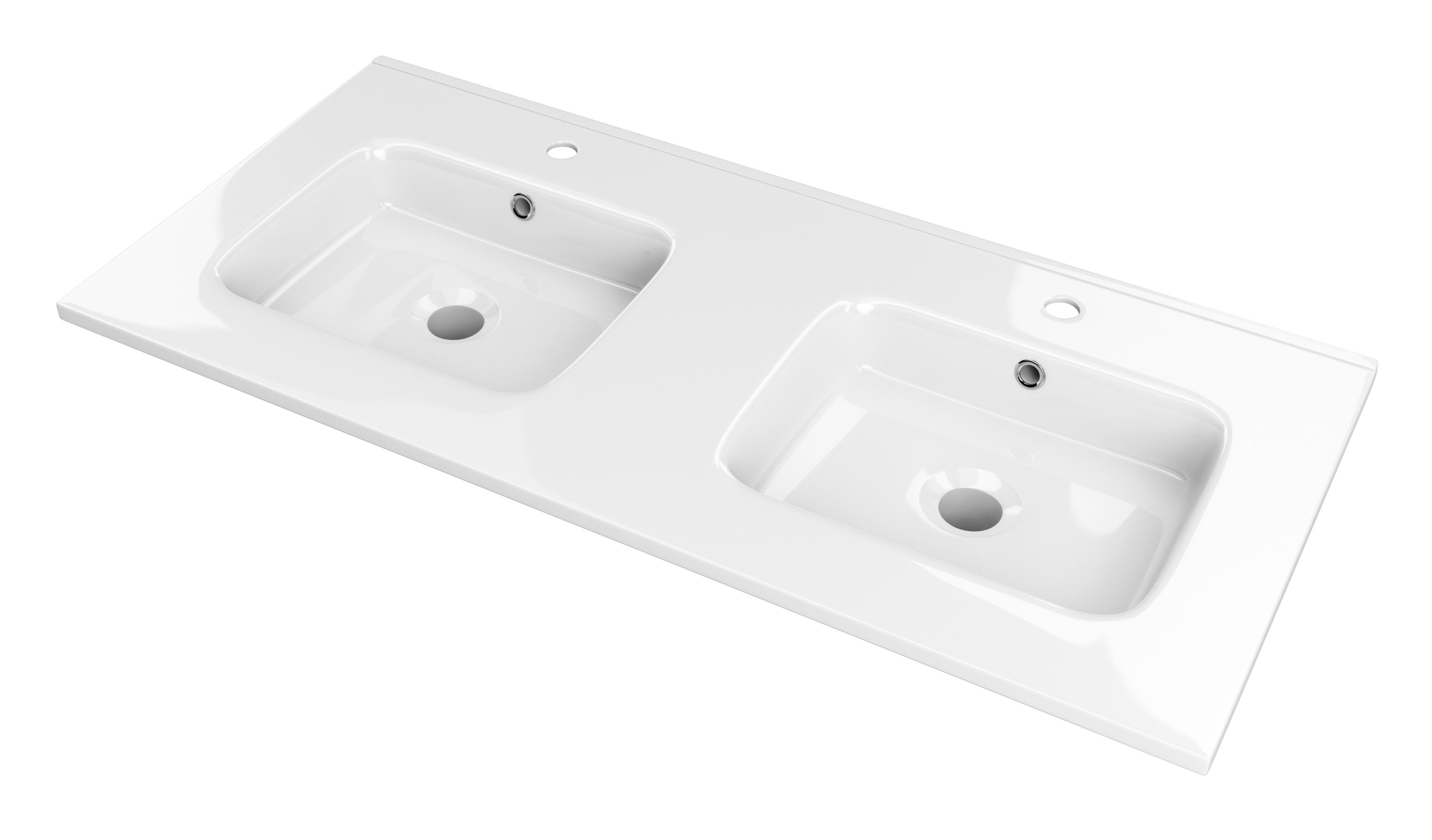 Plan vasque double Duo Céramique blanc | Leroy Merlin