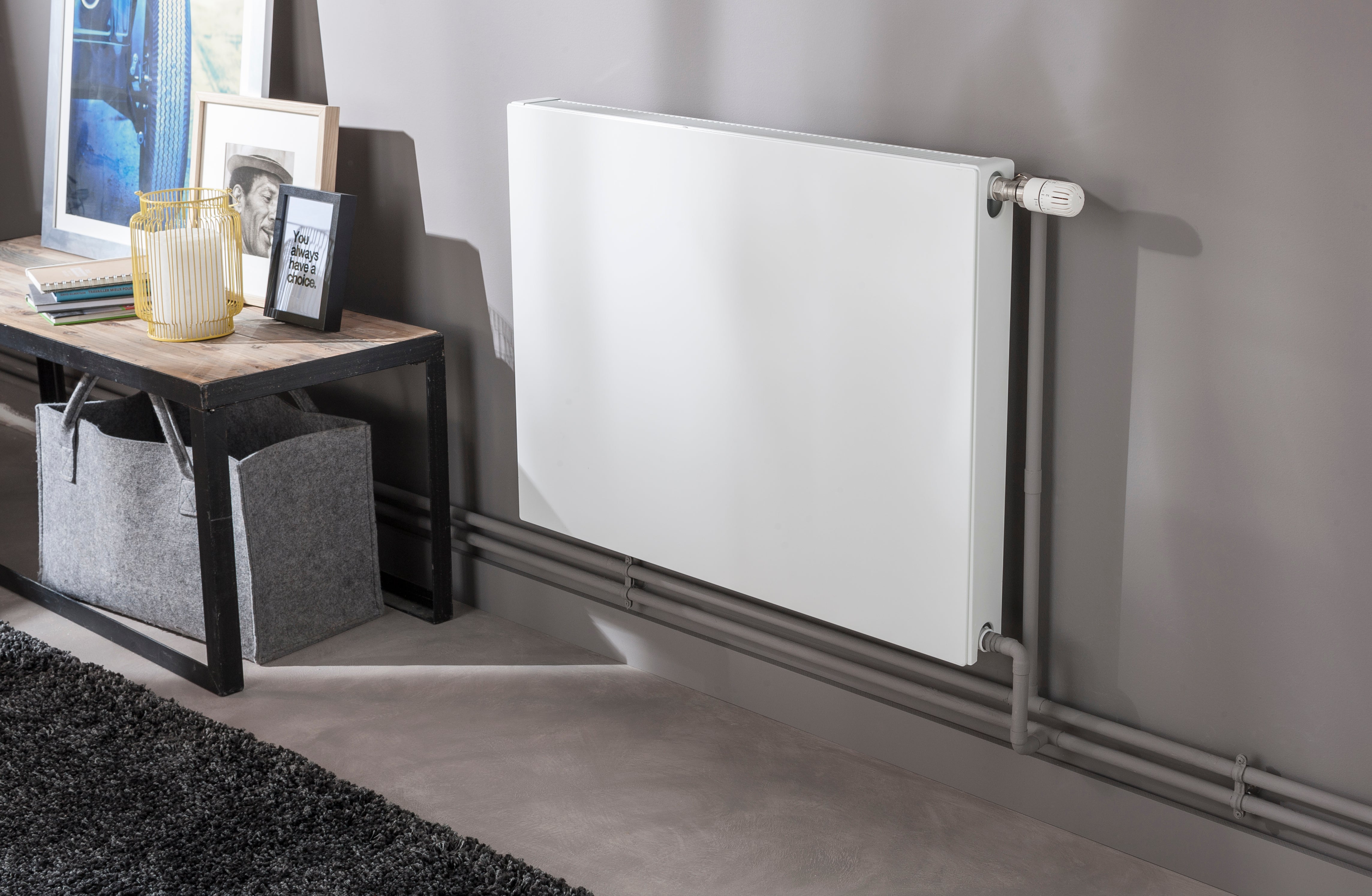 Radiateur eau chaude horizontal 954W, l.80xH.60cm blanc LODEN Colima ...