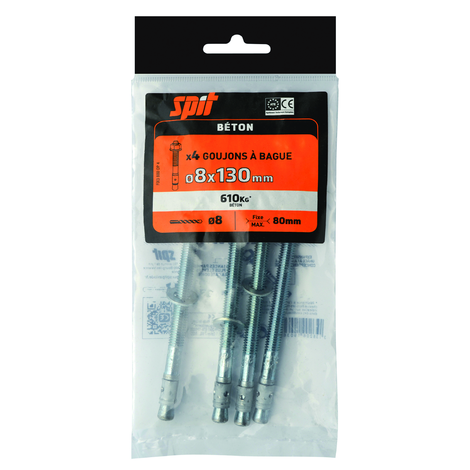 4 chevilles à expansion SPIT, Diam.8 x L.130 mm | Leroy Merlin