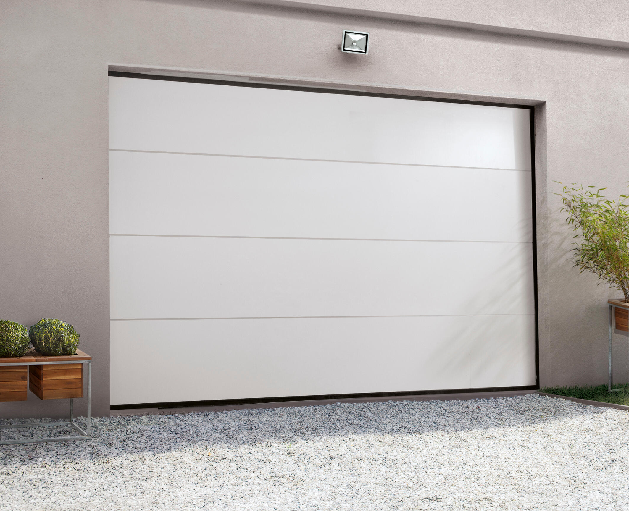 Porte garage sectionnelle moto ESSENTIEL rainures L H.200 x l.240 blanc ...