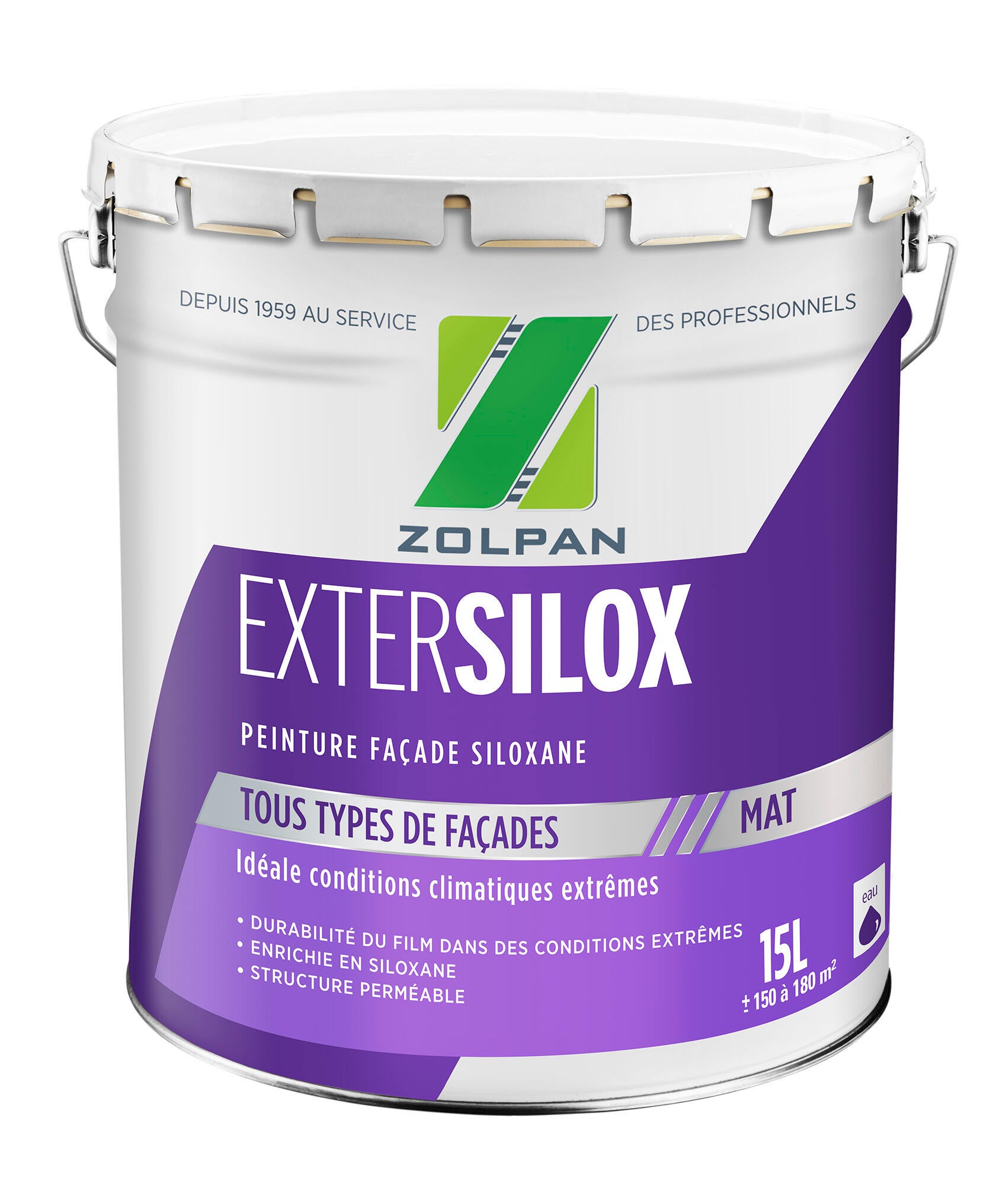 Peinture extérieure façade Siloxane ZOLPAN blanc mat 15l | Leroy Merlin