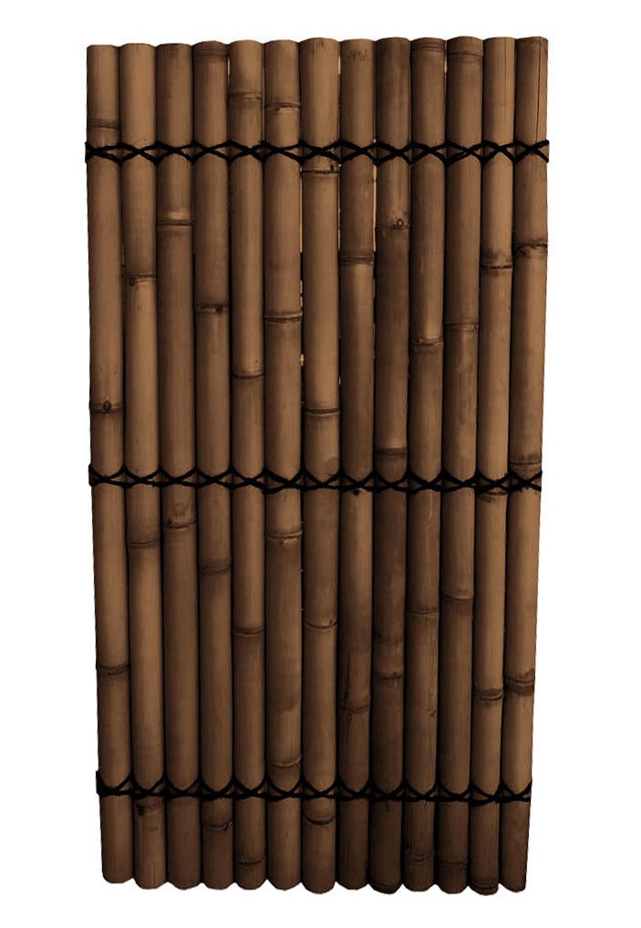 Panneau treillis bois plein Demi bambou, noir, l.90 x H.180 cm, naturel ...