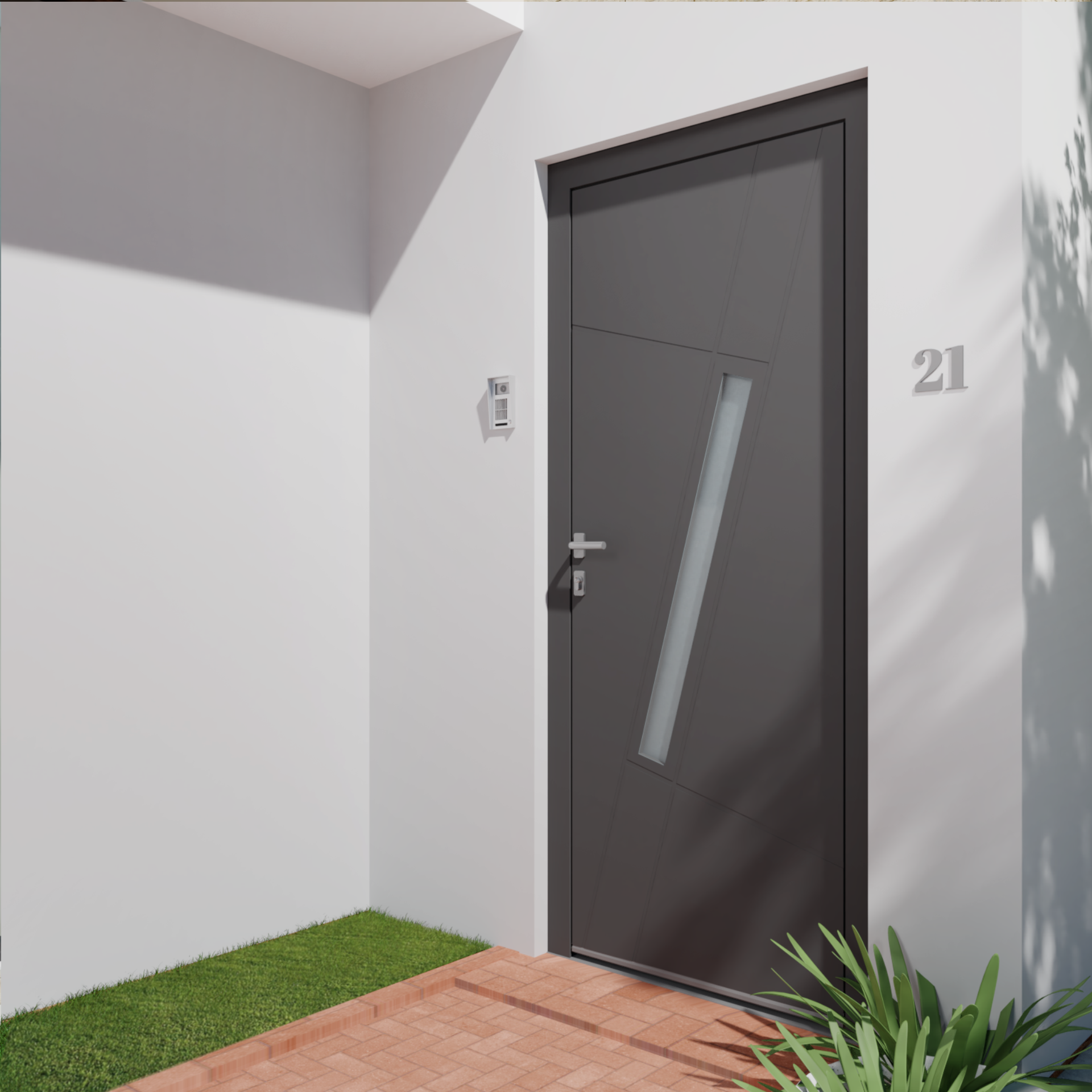 Porte d'entrée Aluminium vitrée Tilly H.215 x l.90 cm gris 7016 ...