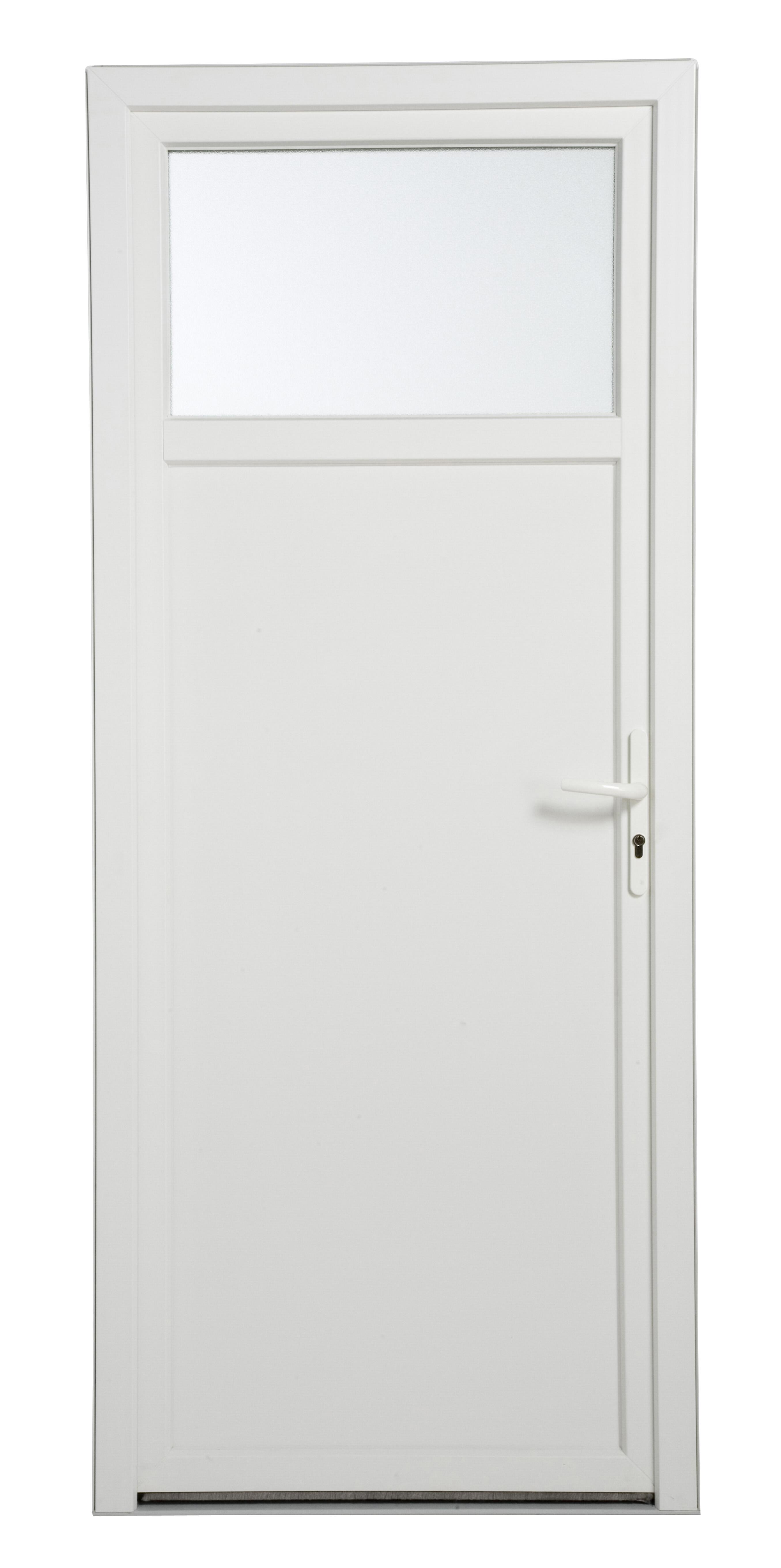 Porte de service PVC 1/3 vitrée H.200 x l.90 cm blanc poussant gauche ...