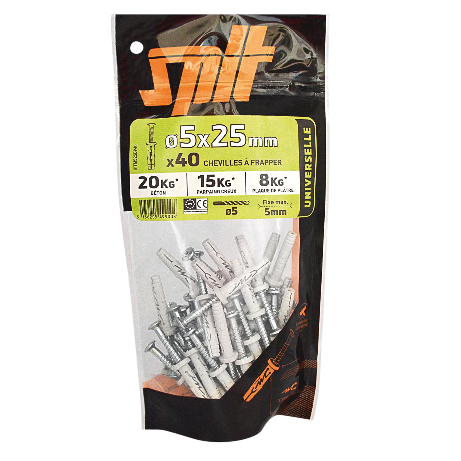 Lot de 40 Cheville multi-matériaux hit m SPIT, Ø5 x L.25 mm | Leroy Merlin