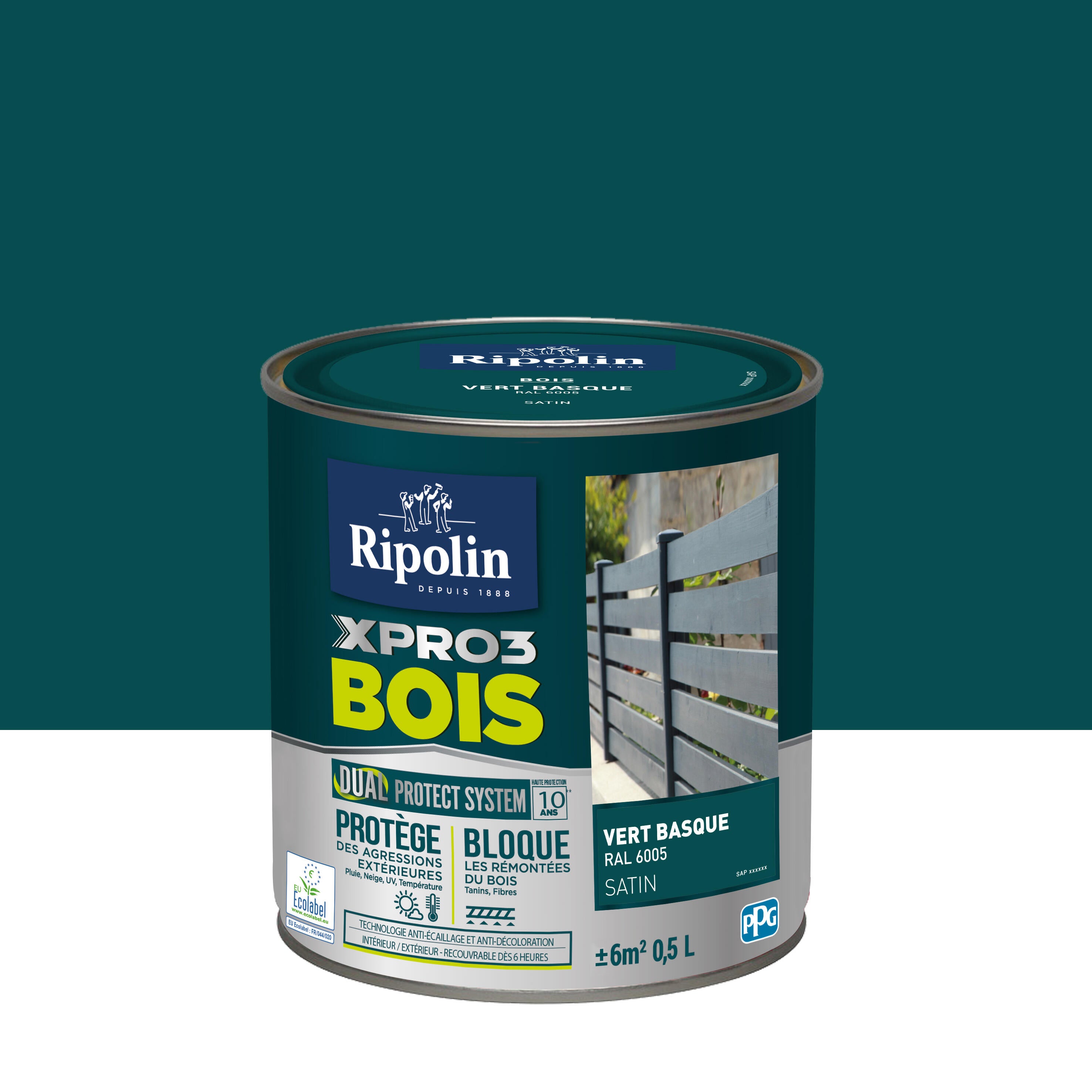 Peinture extérieure bois Xpro3 RIPOLIN vert basque satiné 0.5l | Leroy ...