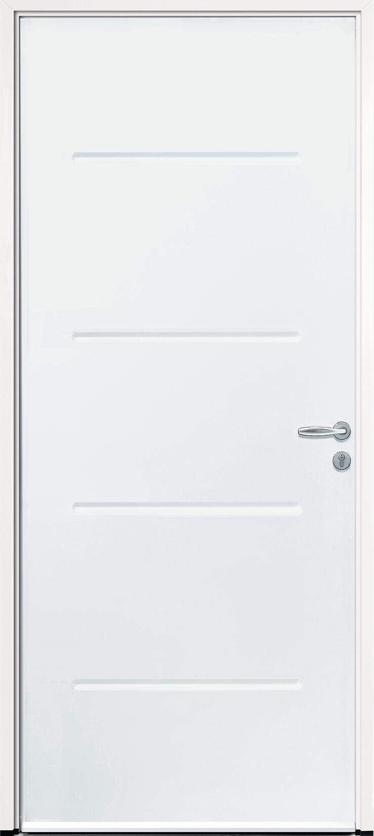 Porte d'entrée Acier pleine blanc Primo Timeo pouss. droit H.215 x l.90 ...