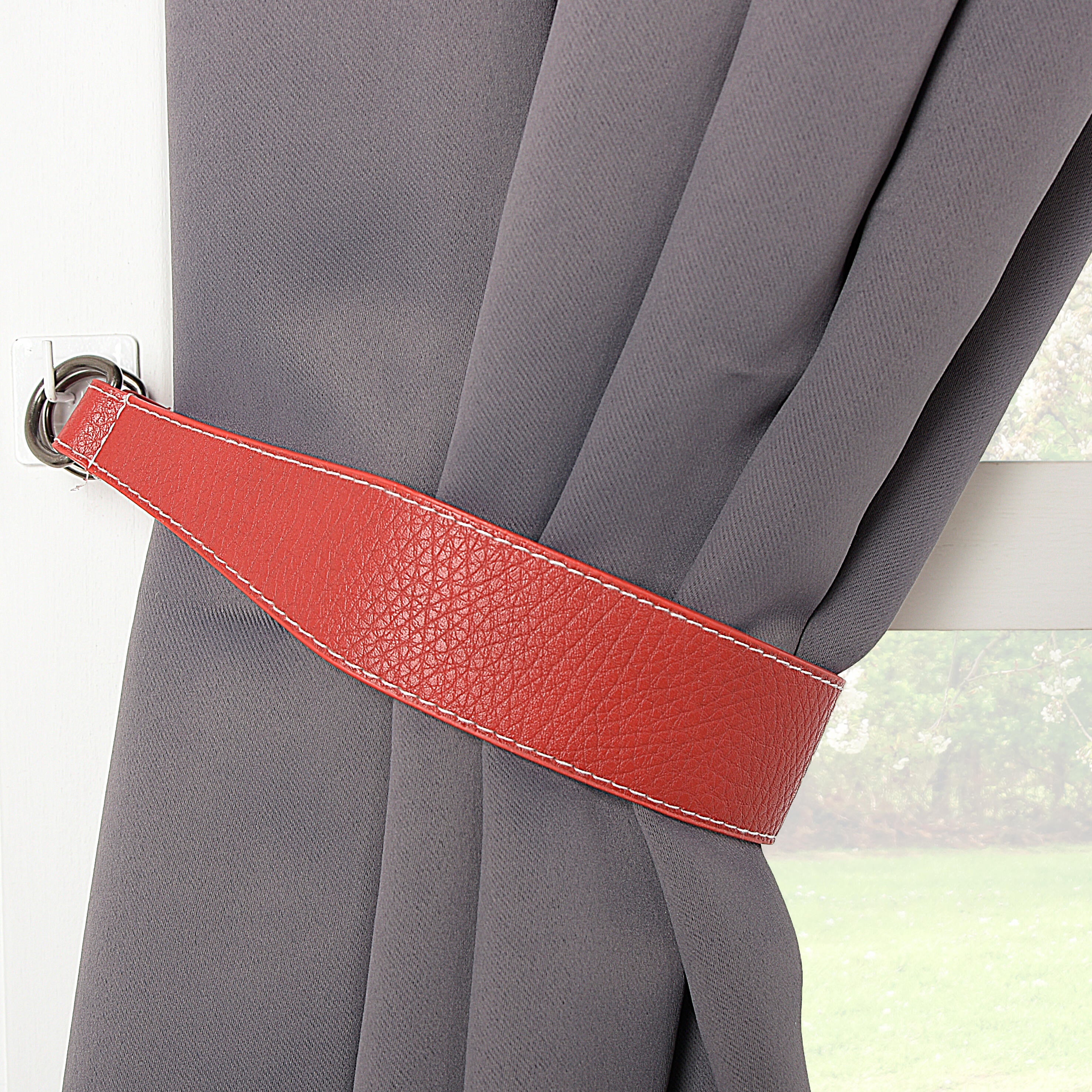 Embrasse de rideau Simili cuir, rouge | Leroy Merlin