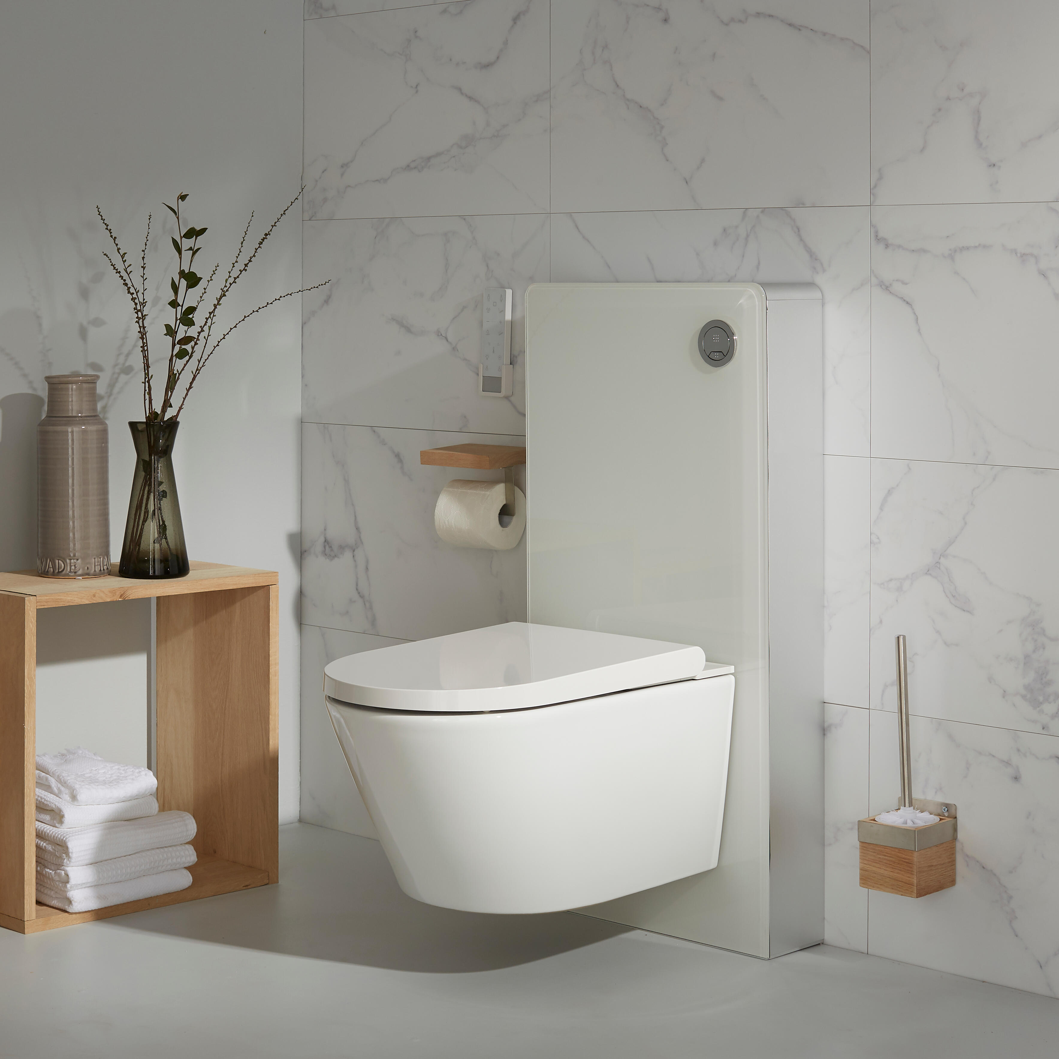 WC lavant Suspendu habillage verre blanc | Leroy Merlin