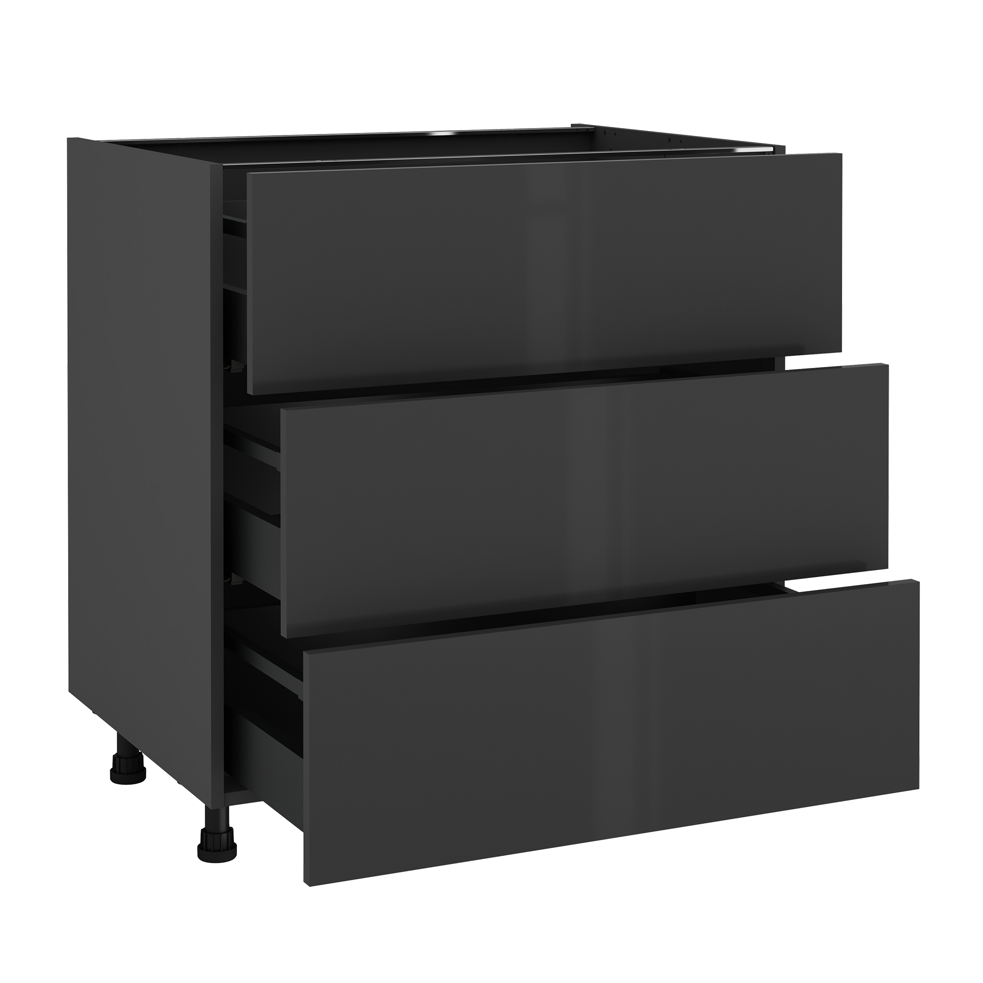 Meuble bas de cuisine Sevilla gris foncé 3 tiroirs H77 x l80 | Leroy Merlin