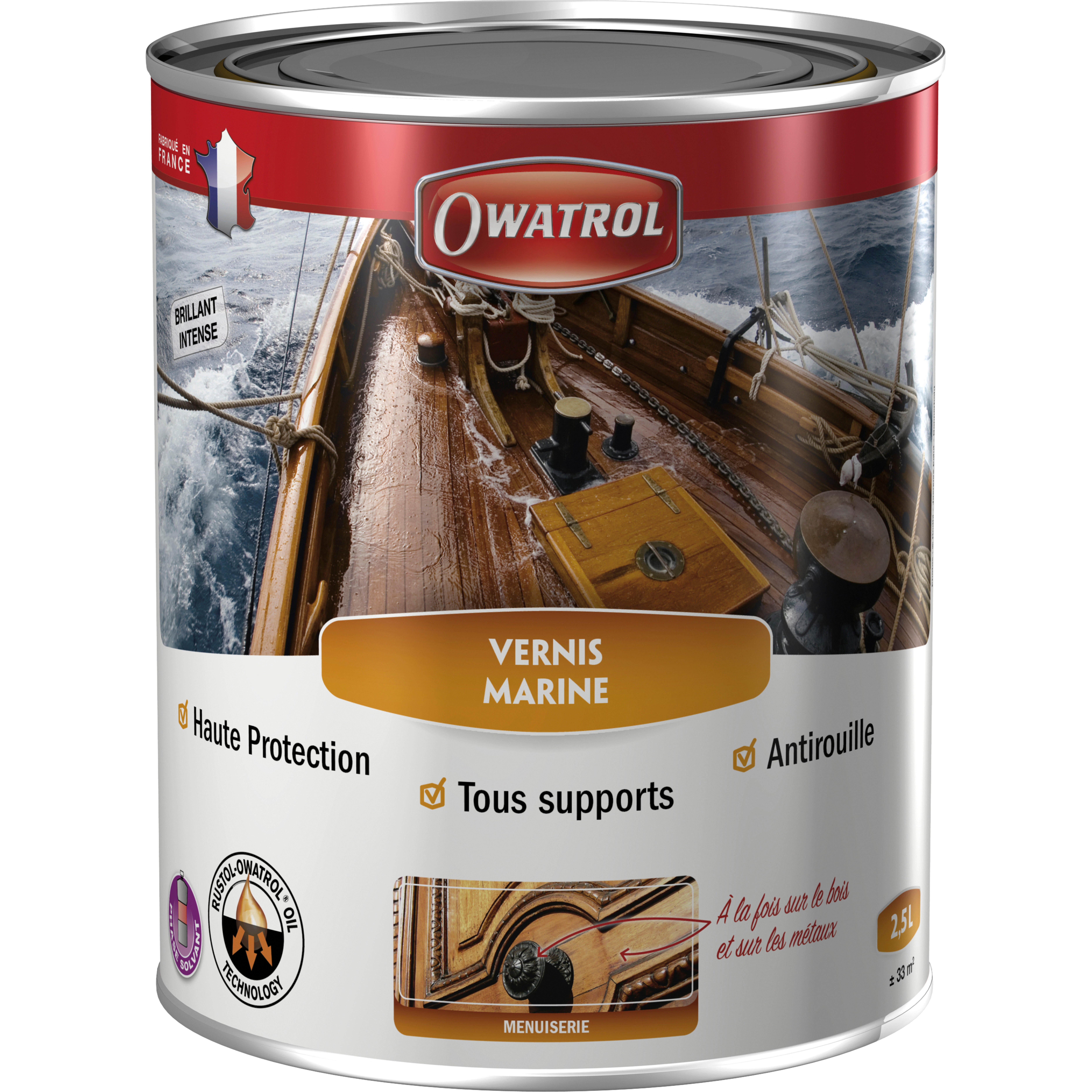 Vernis marin pour bois extérieur OWATROL incolore brillant 2.5 l ...