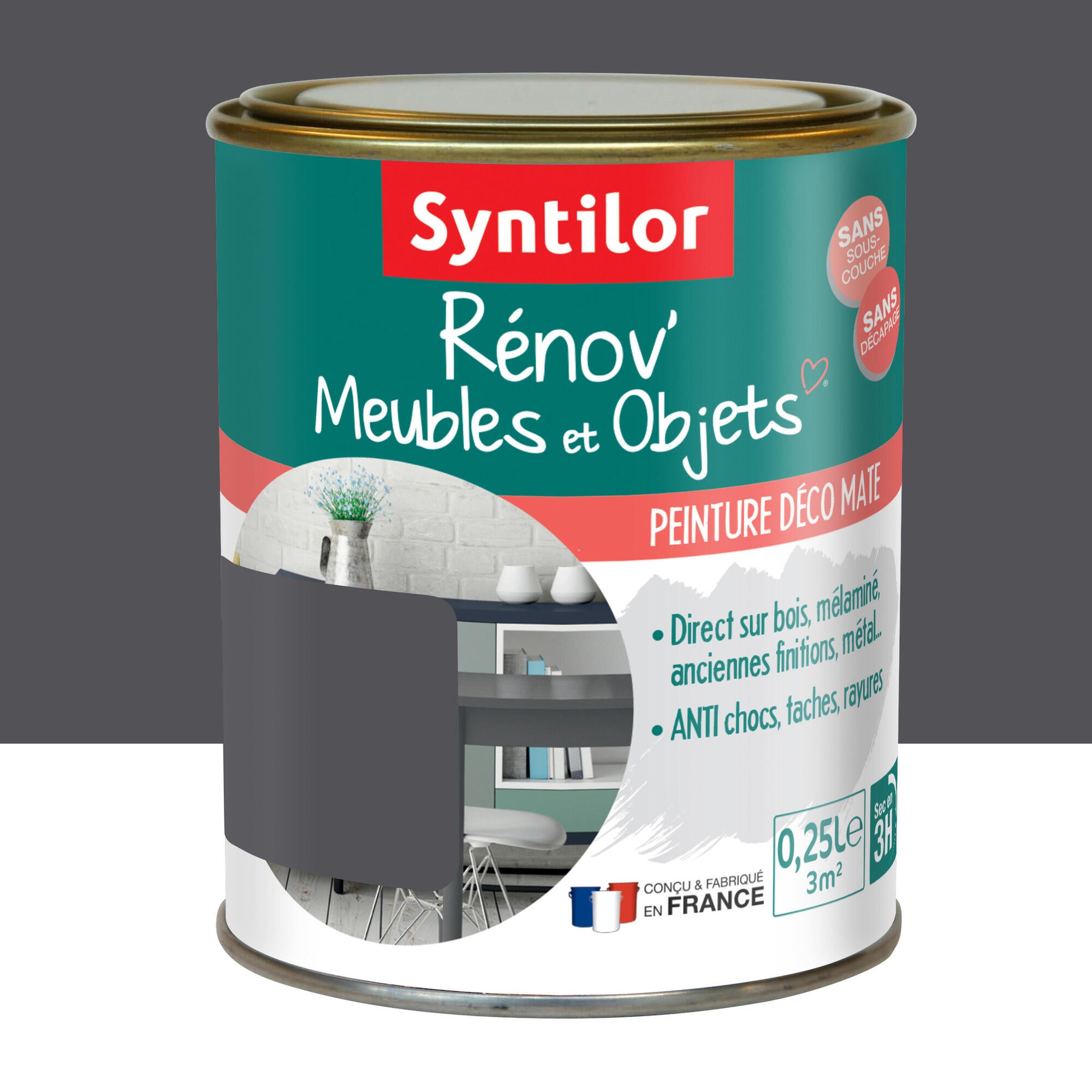 Peinture meuble et objet Rénov SYNTILOR gris design mat 250ml | Leroy ...