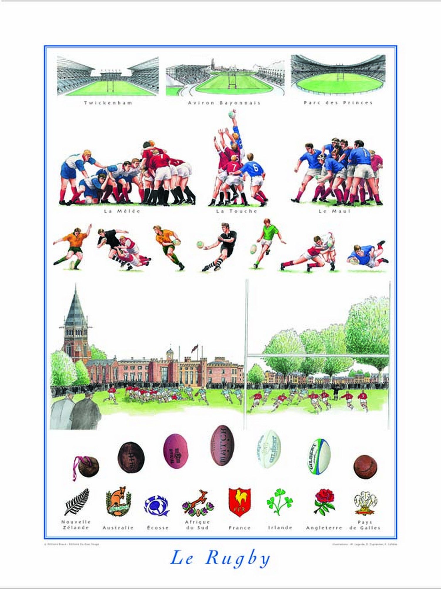 Affiche Le rugby, multicolore EDITIONS BRAUN l.30 x H.40 cm | Leroy Merlin
