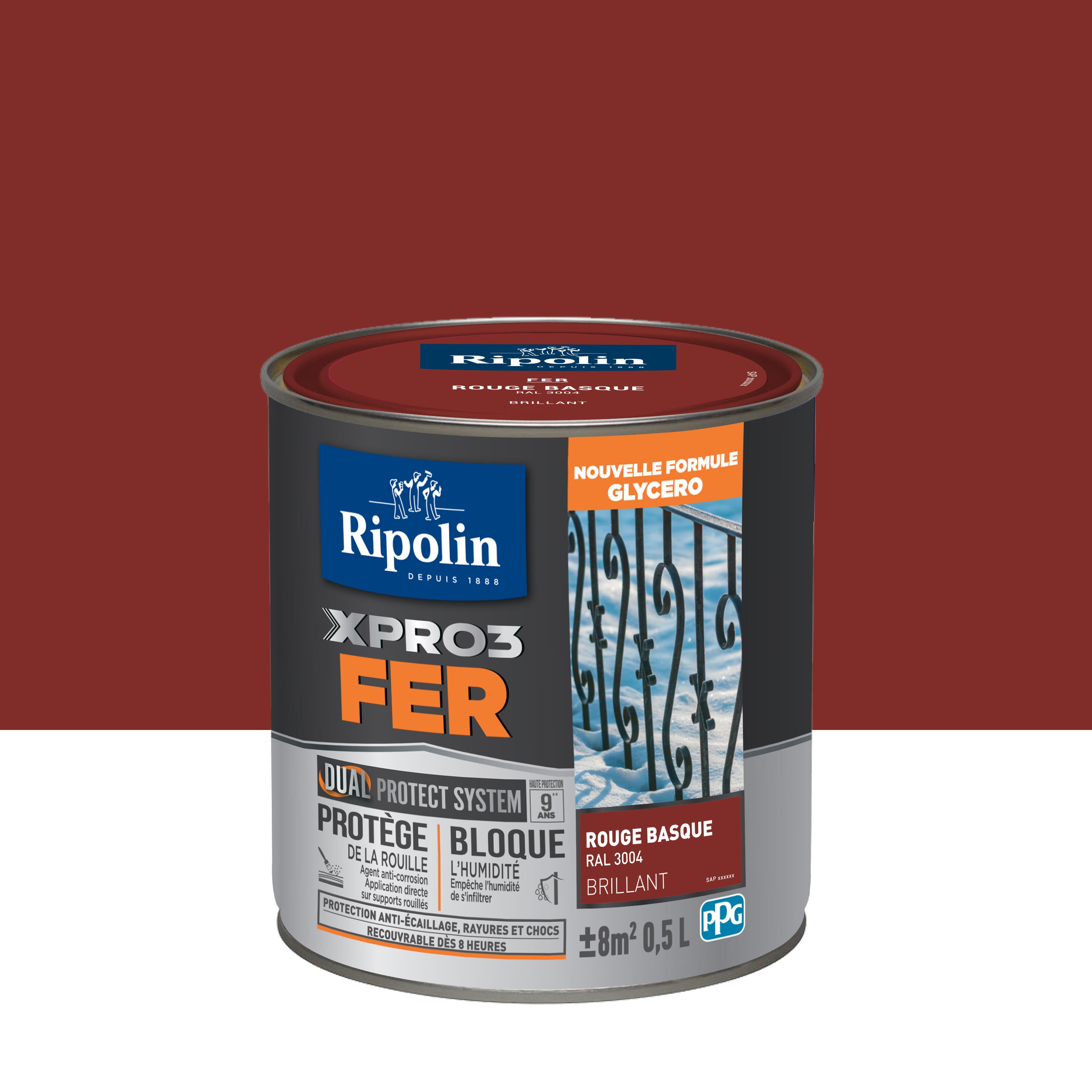 Peinture extérieure fer Xpro3 RIPOLIN rouge basque brillant 0.5l ...