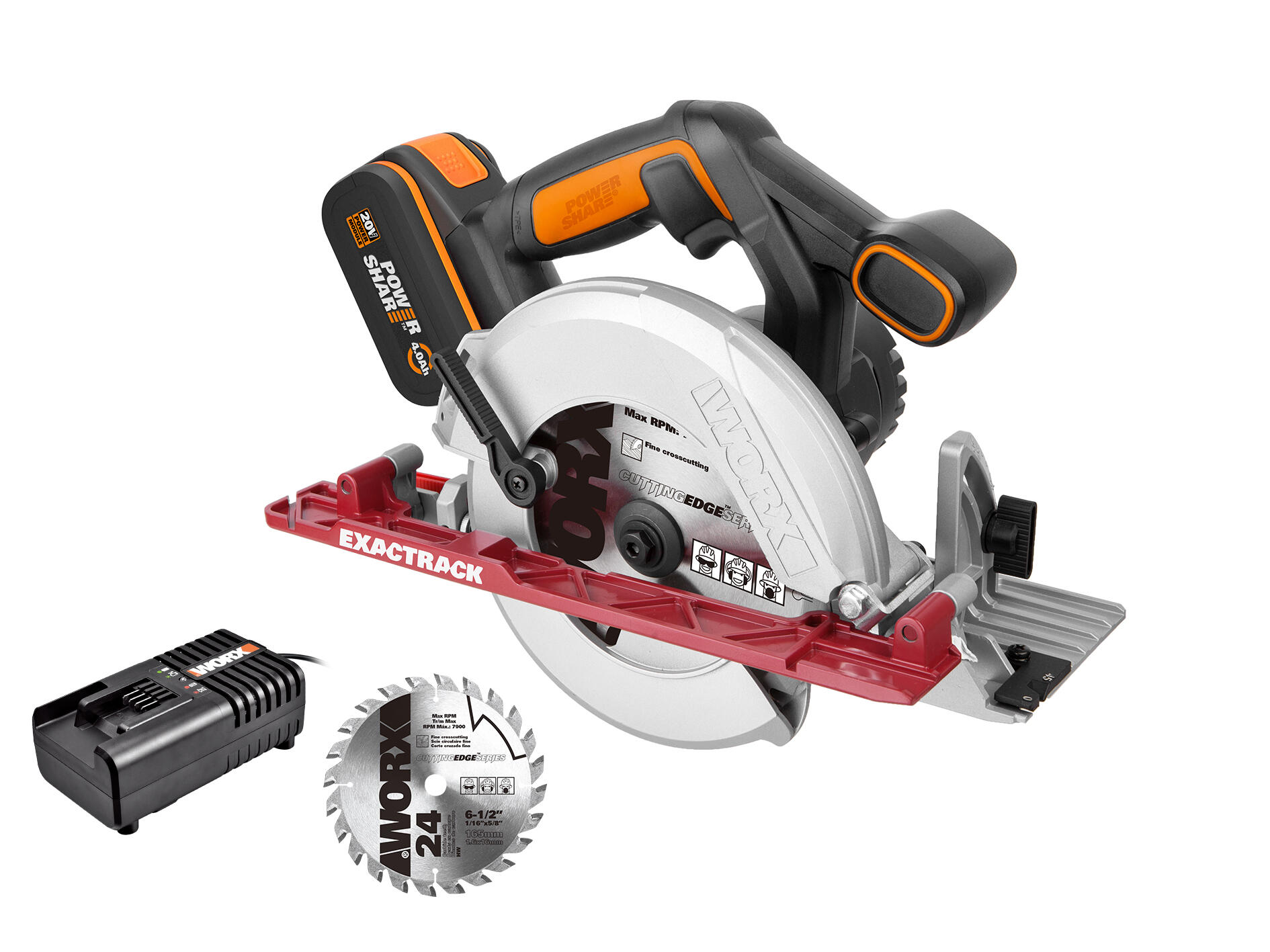 Scie circulaire 20V WORX, WX530 (Livrée avec 1 lame de coupe pour le ...