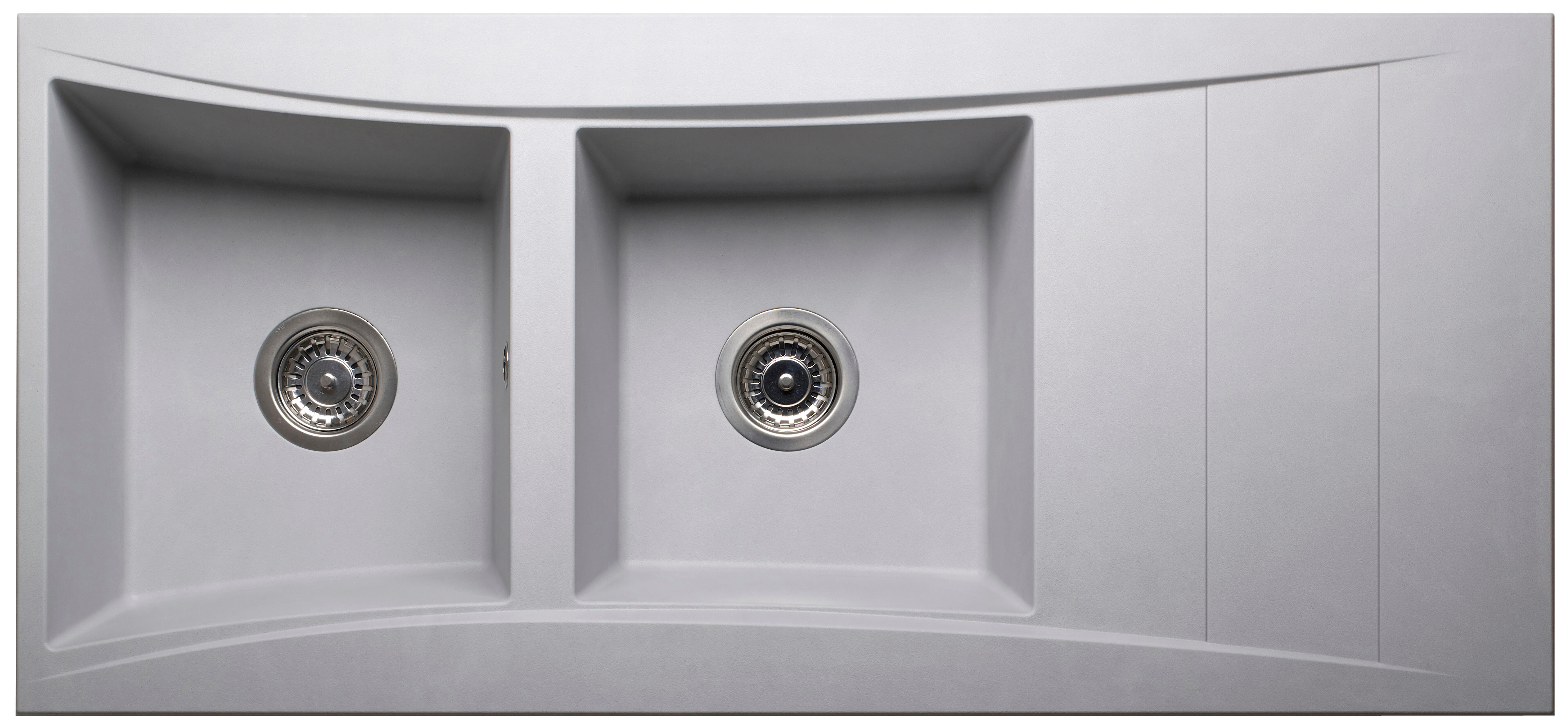 Evier à encastrer 2 bacs avec égouttoir, Granit et résine, WAVE Gris ...