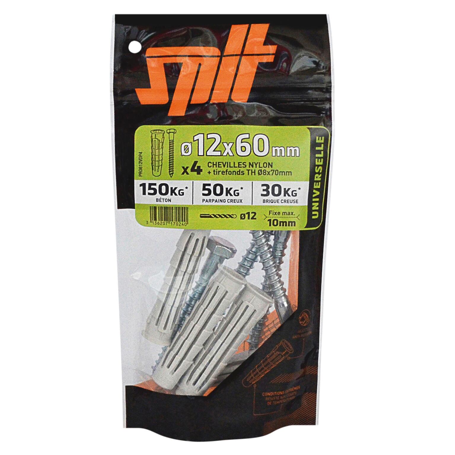 Lot de 4 Cheville murale SPIT, Ø12 x L.60 mm | Leroy Merlin