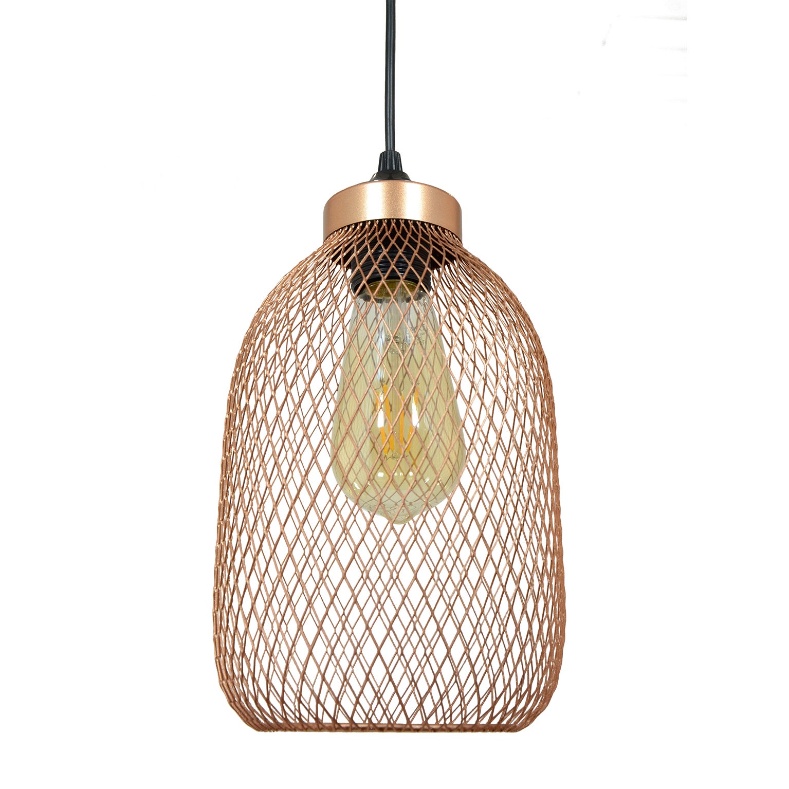 Suspension Verline grillage, acier, cuivré, Diam.16 cm, E27 | Leroy Merlin