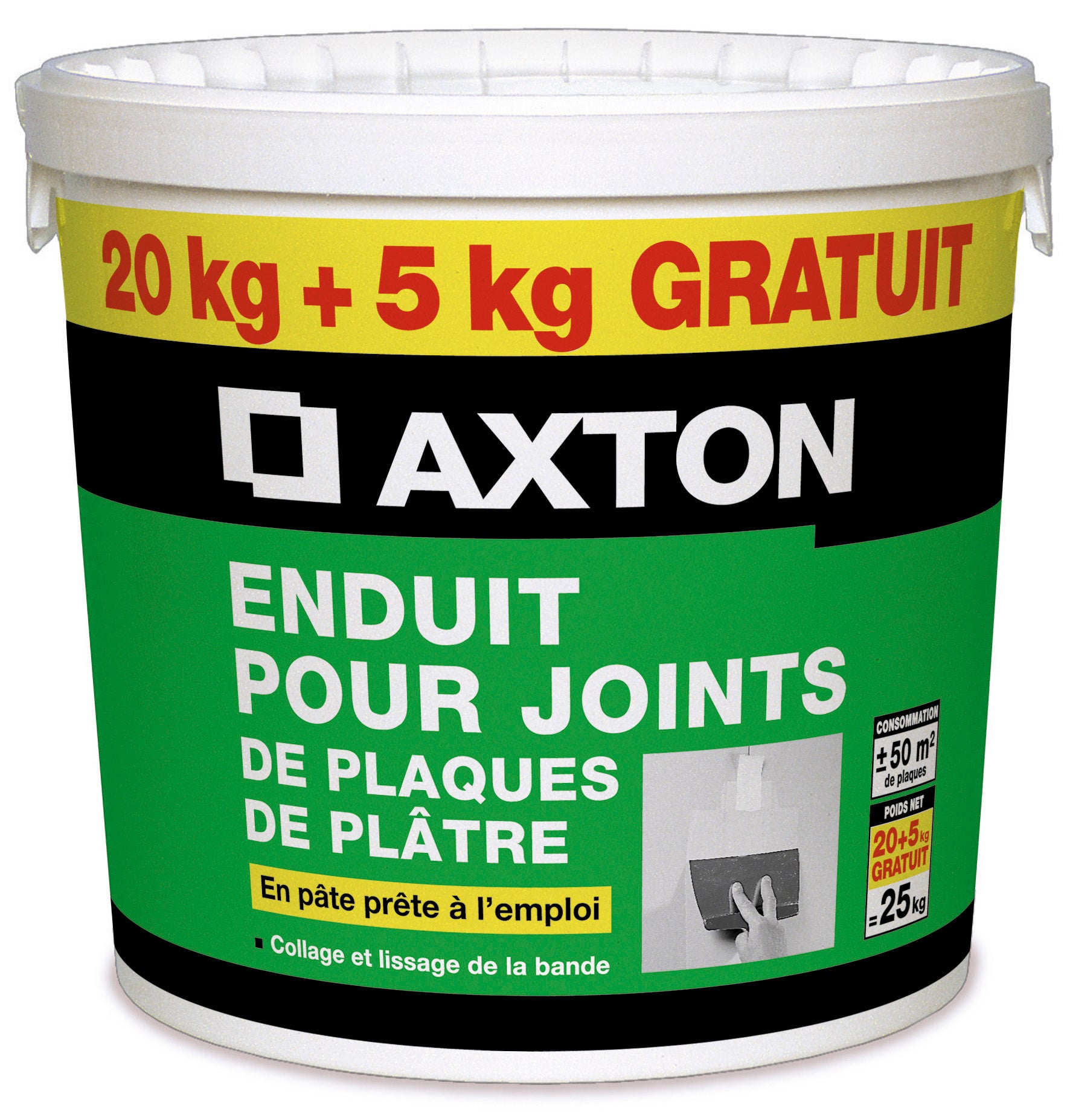 Enduit pour joint en pâte AXTON, 20 Kg + 5Kg gratuit | Leroy Merlin