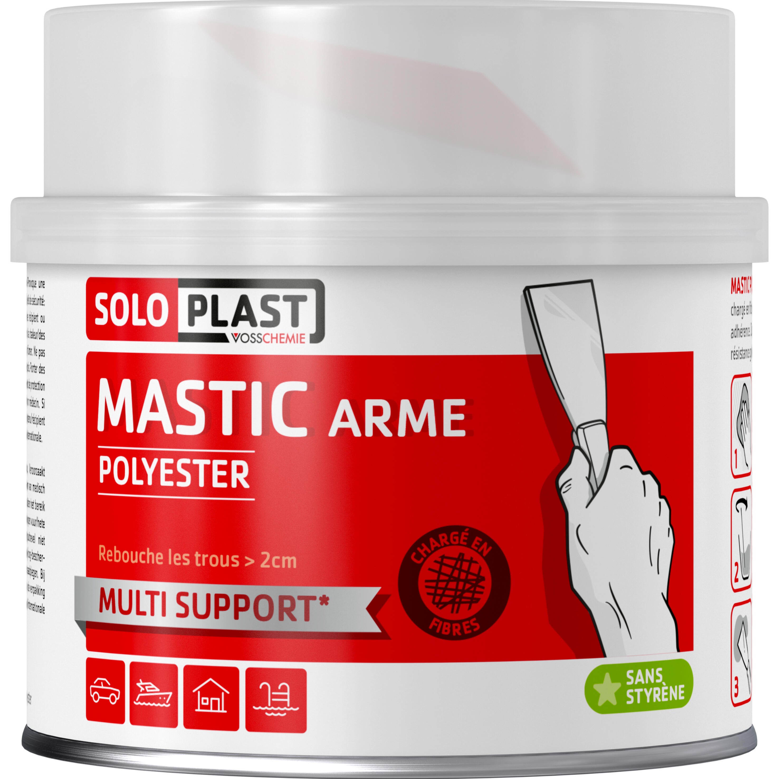 Mastic Armé polyester SOLOPLAST ambre 660 g | Leroy Merlin