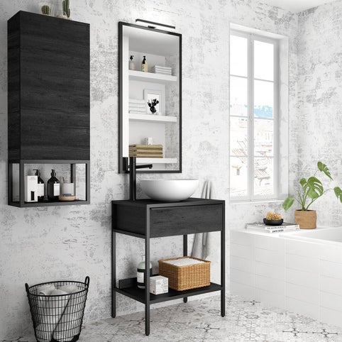 Έπιπλο μπάνιου SENSEA STUDIO Comfort M60xΒ45 cm. σε σκούρα δρυς. με ...