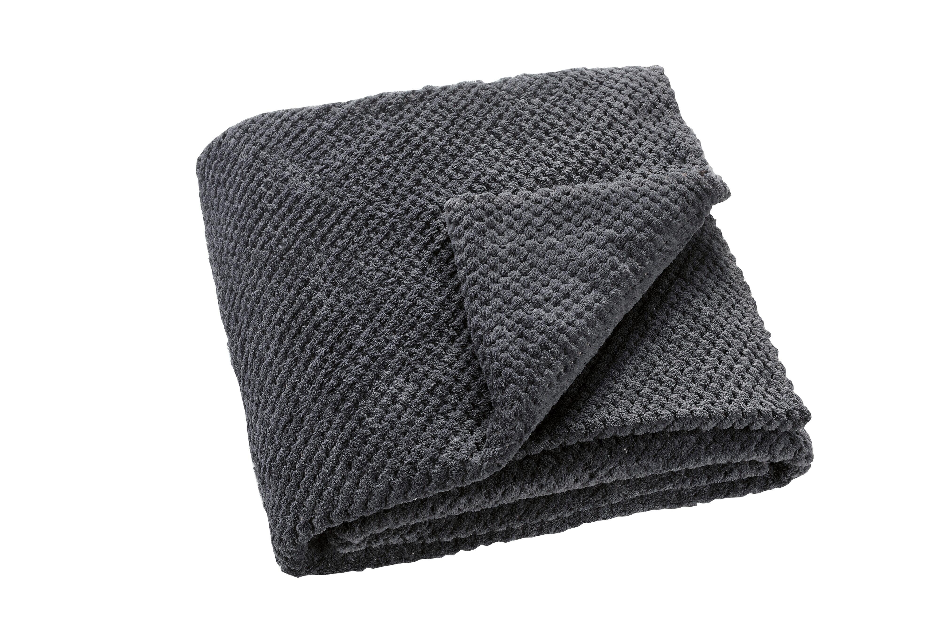 Plaid Praline, gris foncé l.130 x L.150 cm | Leroy Merlin