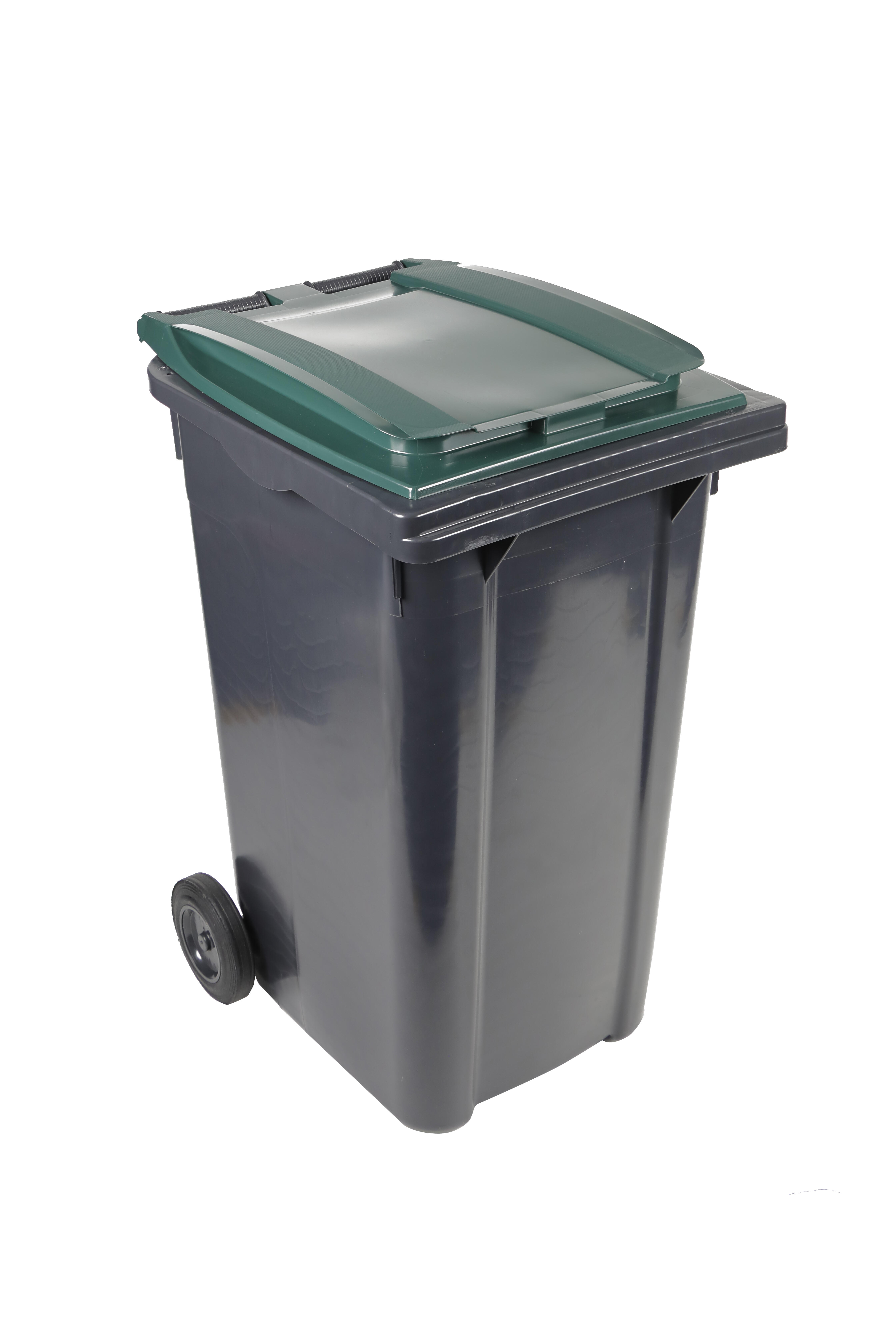 Poubelle de rue SULO 240 l sur 2 roues avec couvercle, gris anthracite ...