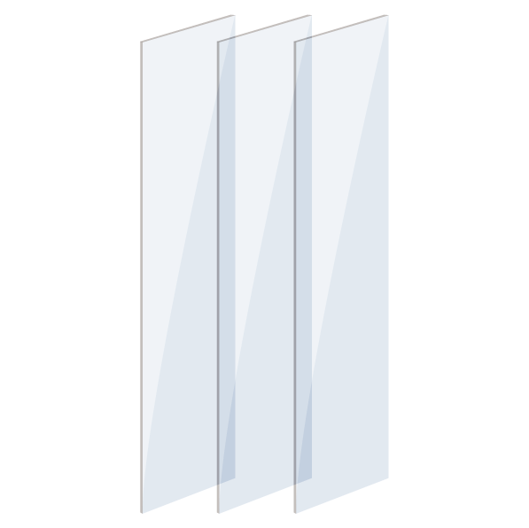 Lot de 3 vitrages Indus verre transparent l.25.4 x H.128 x P.0.4cm ...