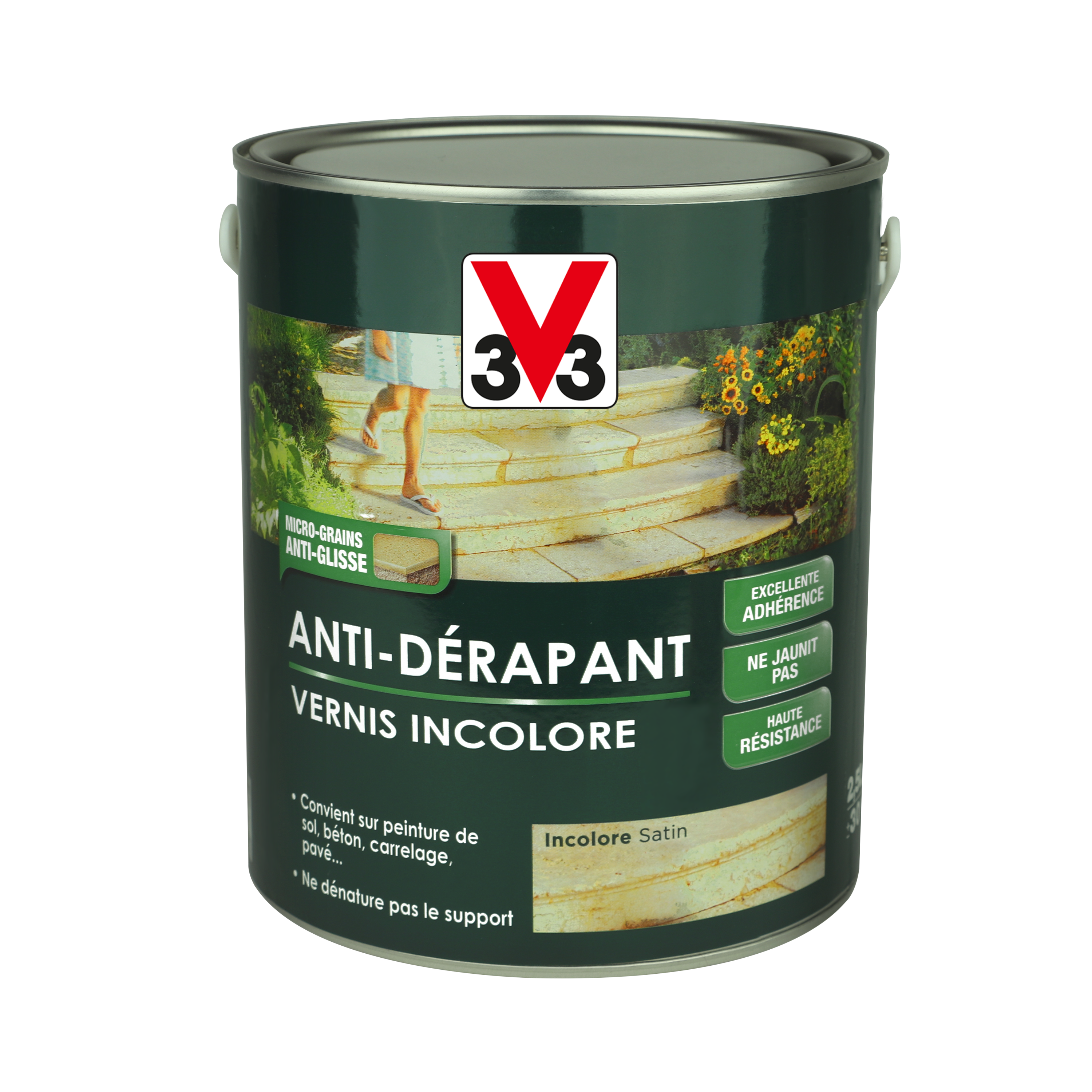 Vernis antidérapant sol V33, incolore satiné, 2.5 l | Leroy Merlin