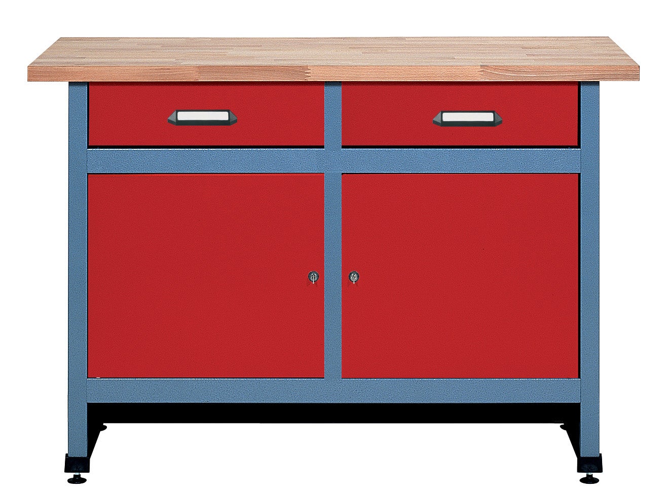 Etabli de mécanicien KUPPER, 120 cm, rouge, 2 portes et 2 tiroirs ...