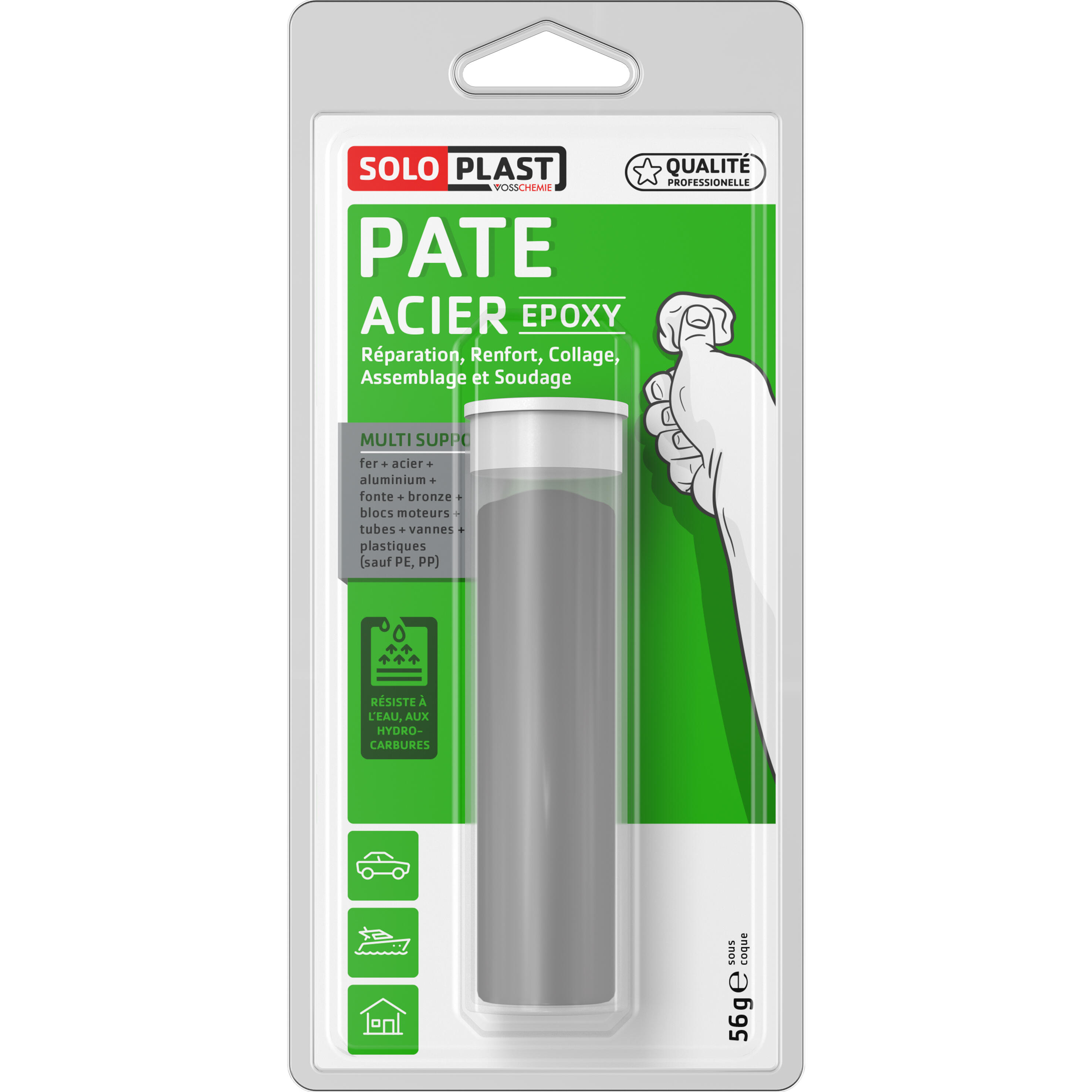 Pâte à réparer Pâte époxy SOLOPLAST, 56g | Leroy Merlin