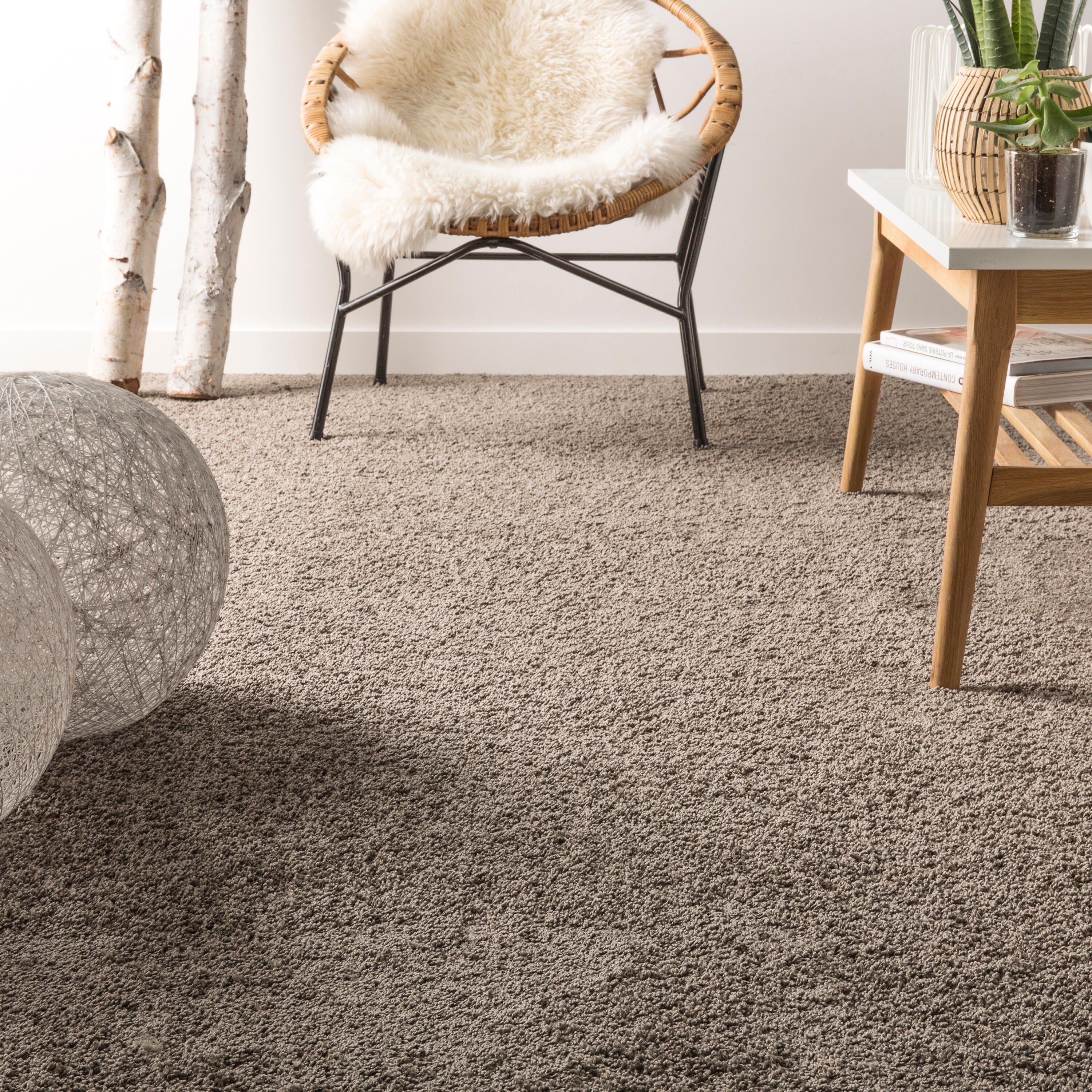 Moquette shaggy uni taupe, Euphoria, rouleau l.4 m | Leroy Merlin