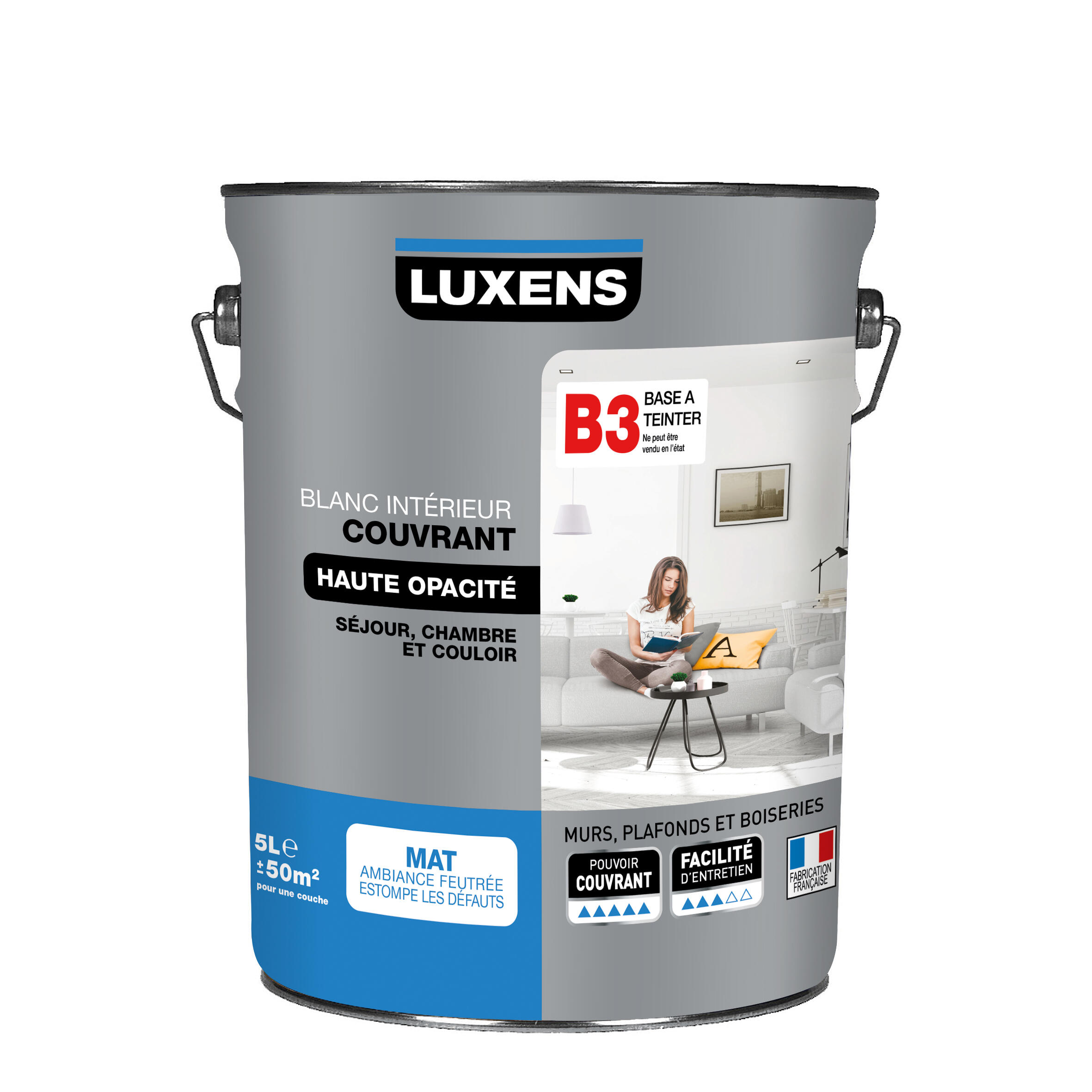 Base de peinture murale pour machine à teinter mat LUXENS 5 L blanc ...