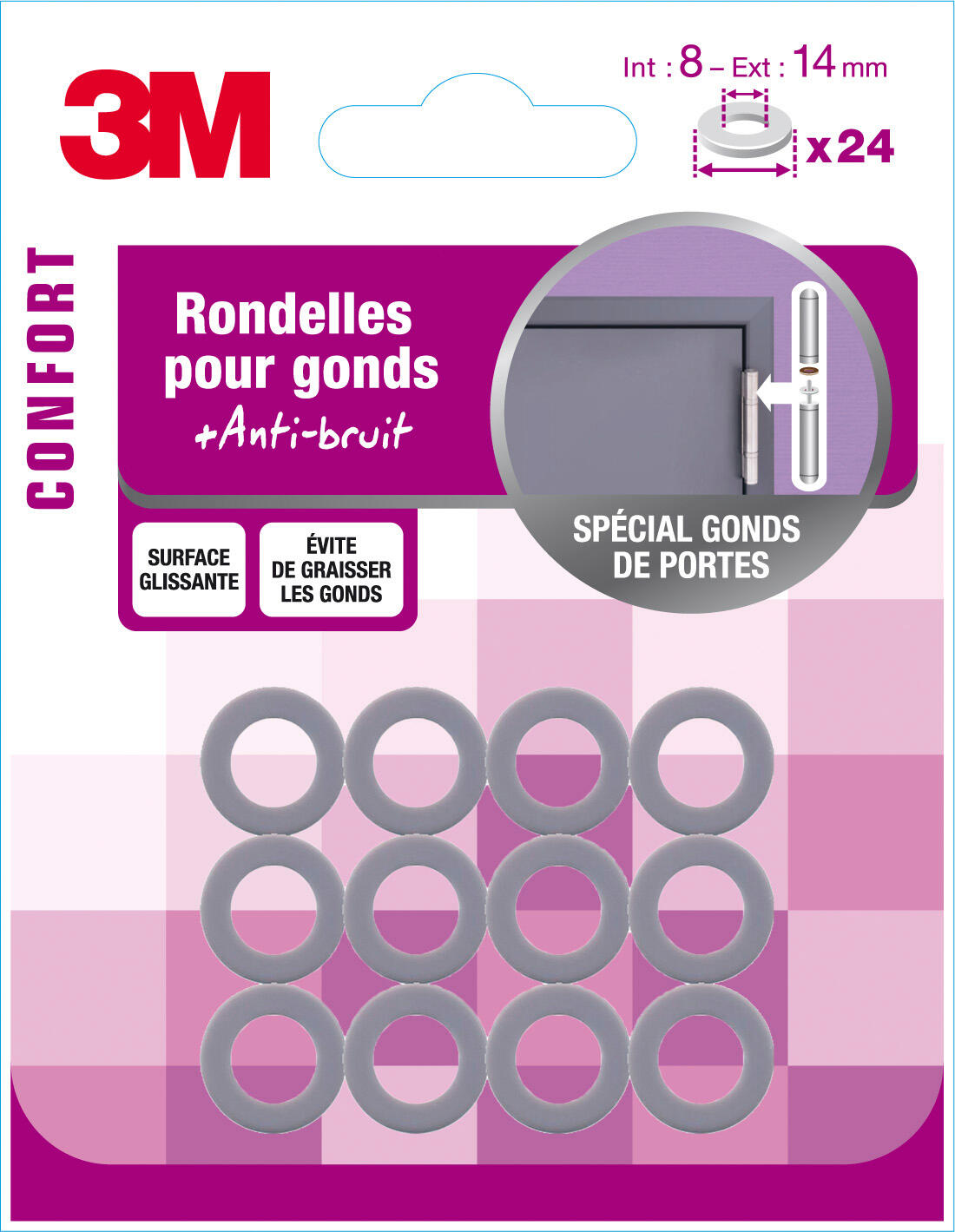 24 rondelles plastiques haute densité pour gond, Int. D.8 mm et Ext. D ...