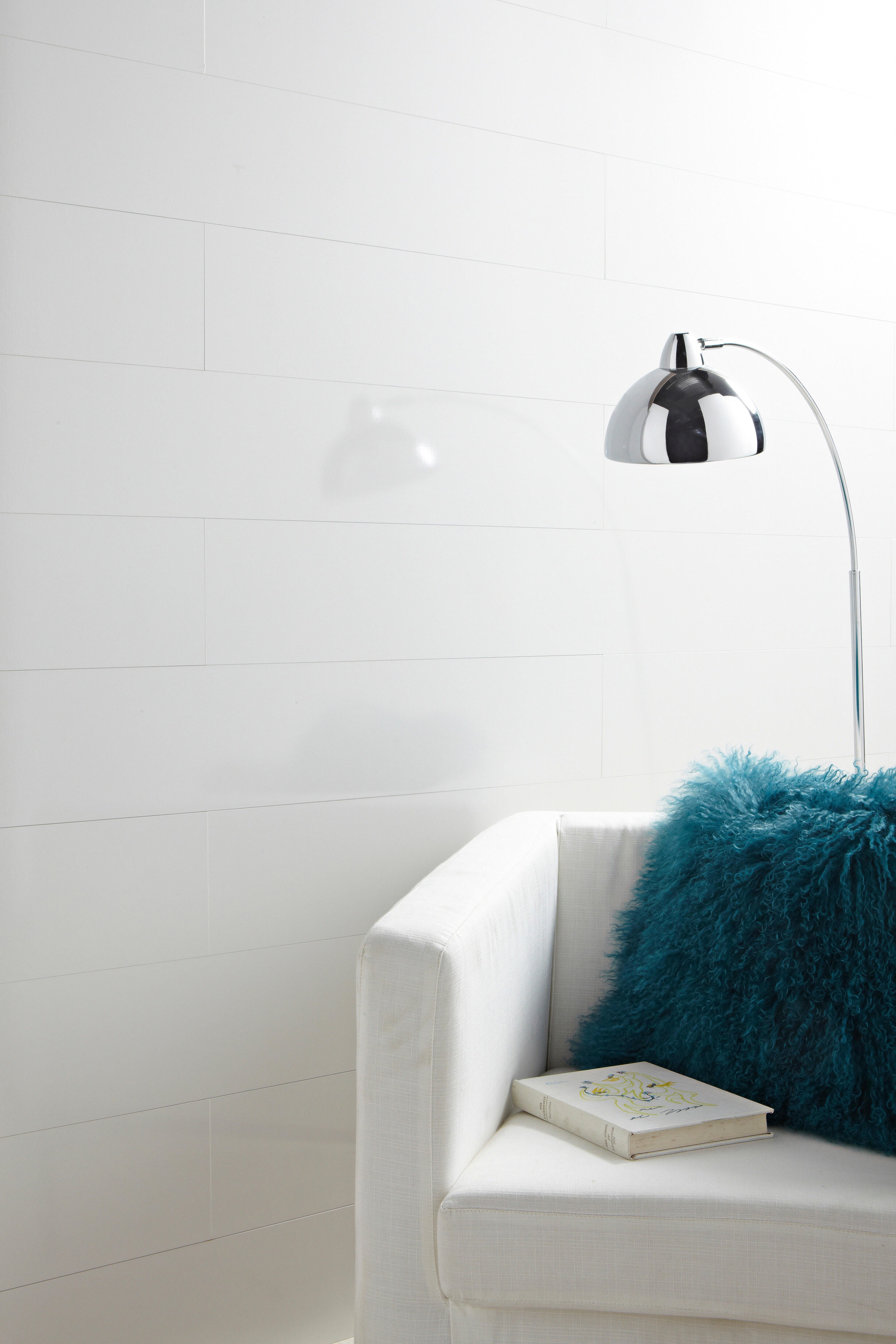 Lambris MDF revêtu, décor blanc brillant KOSCHE, L.129 x l.19 cm ...