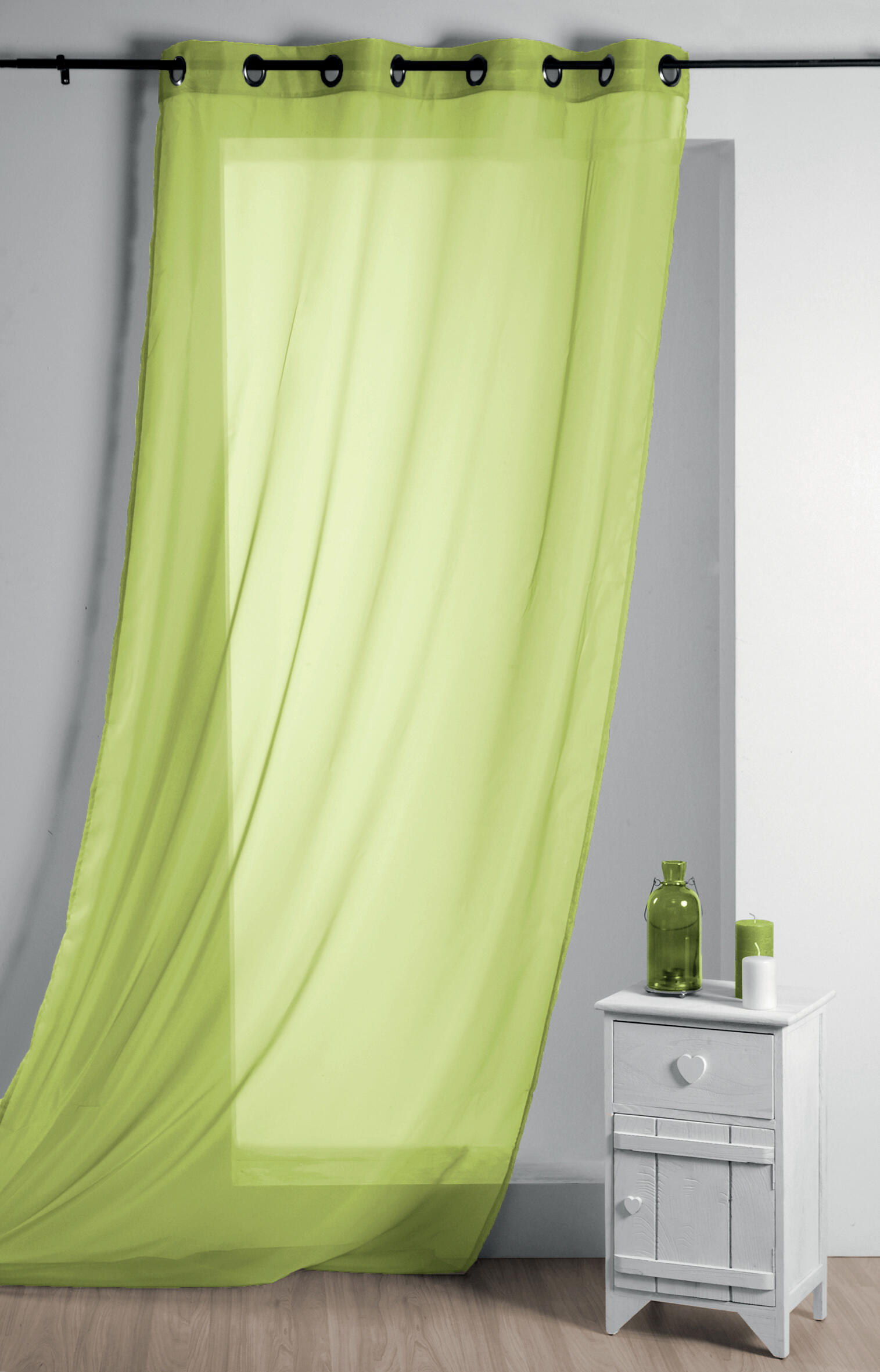 Voilage tamisant, Lisa vert anis l.135 x H.260 cm | Leroy Merlin