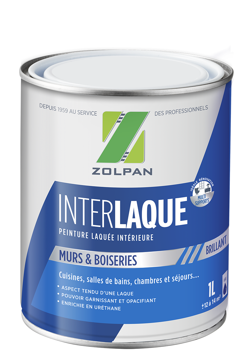 Peinture boiserie blanc brillant ZOLPAN Zolpan inter laque brillant 1l ...
